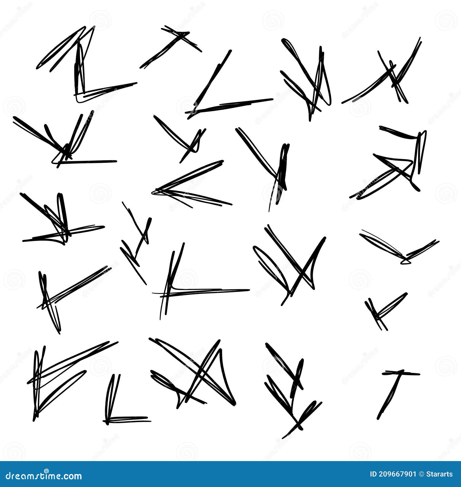 Abstract Hand Drawn Line Scribbles Mark Set Stock Vector - Illustration ...