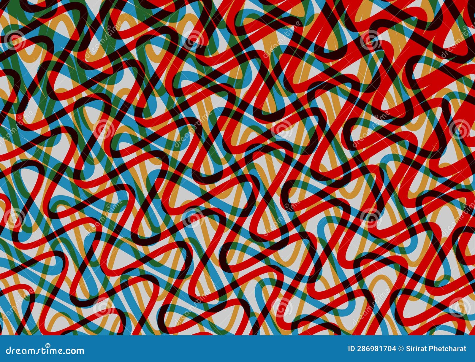 Abstract Hand Drawn Messy Line Curve Wave Risograph Pattern Design ...