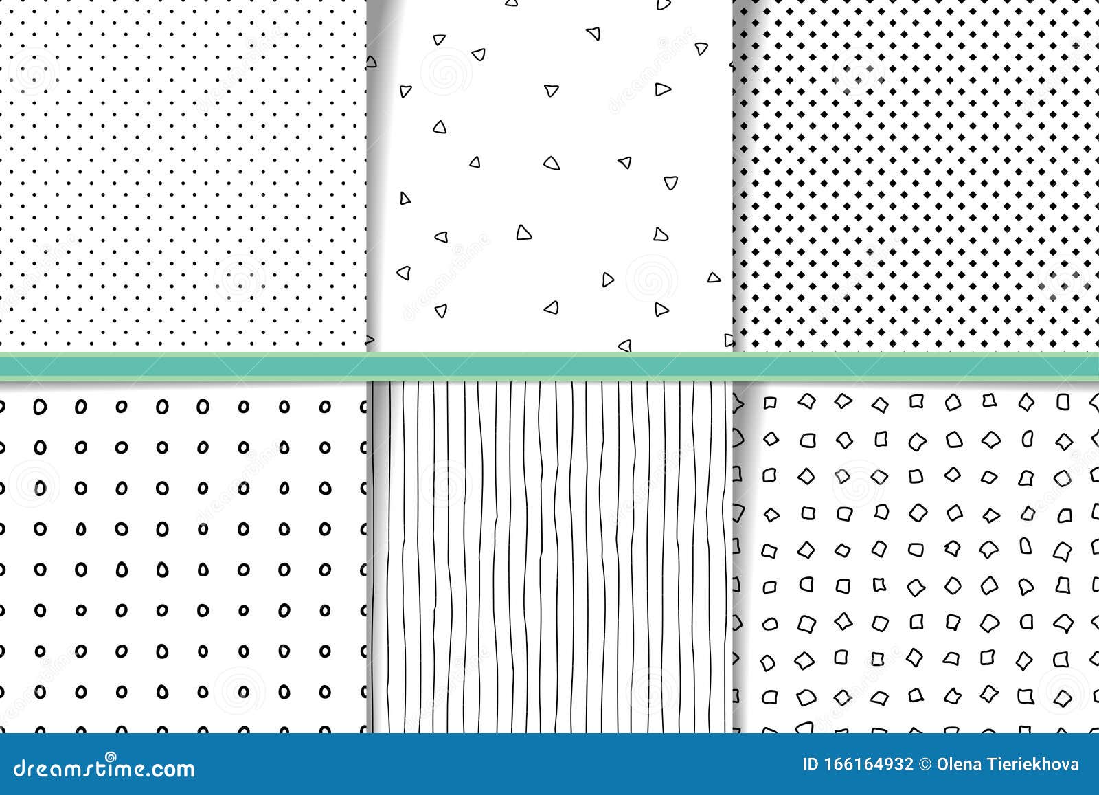 Abstract Hand Drawn Monocolor Seamless Patterns Set Stock Vector ...