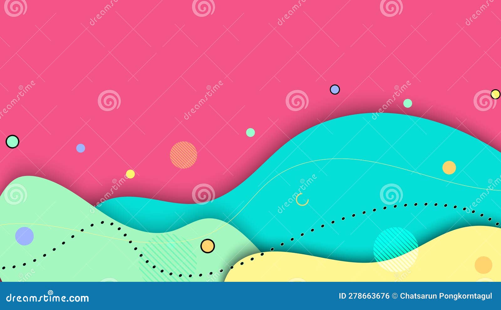 Abstract Hand Drawn Organic Shape Pattern with Circles Elements on Pink ...
