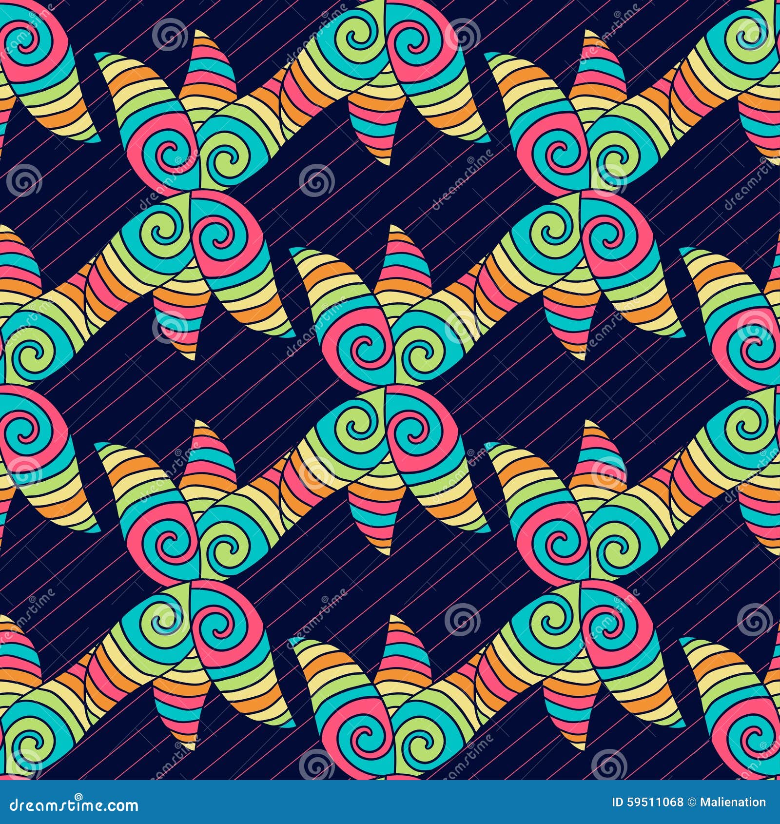 Abstract Hand-drawn Pattern. Colorful Hippie Background. Vector ...