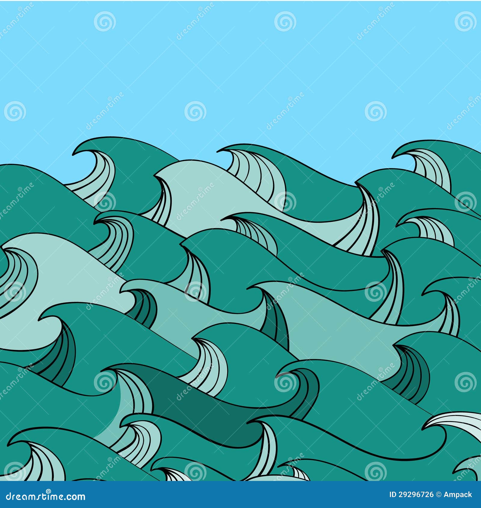 Abstract Hand-drawn Pattern, Waves Background Stock Illustration ...