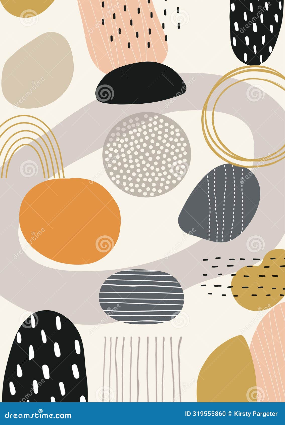 Abstract Hand Drawn Scandi Style Abstract Wall Art Design Stock Vector ...