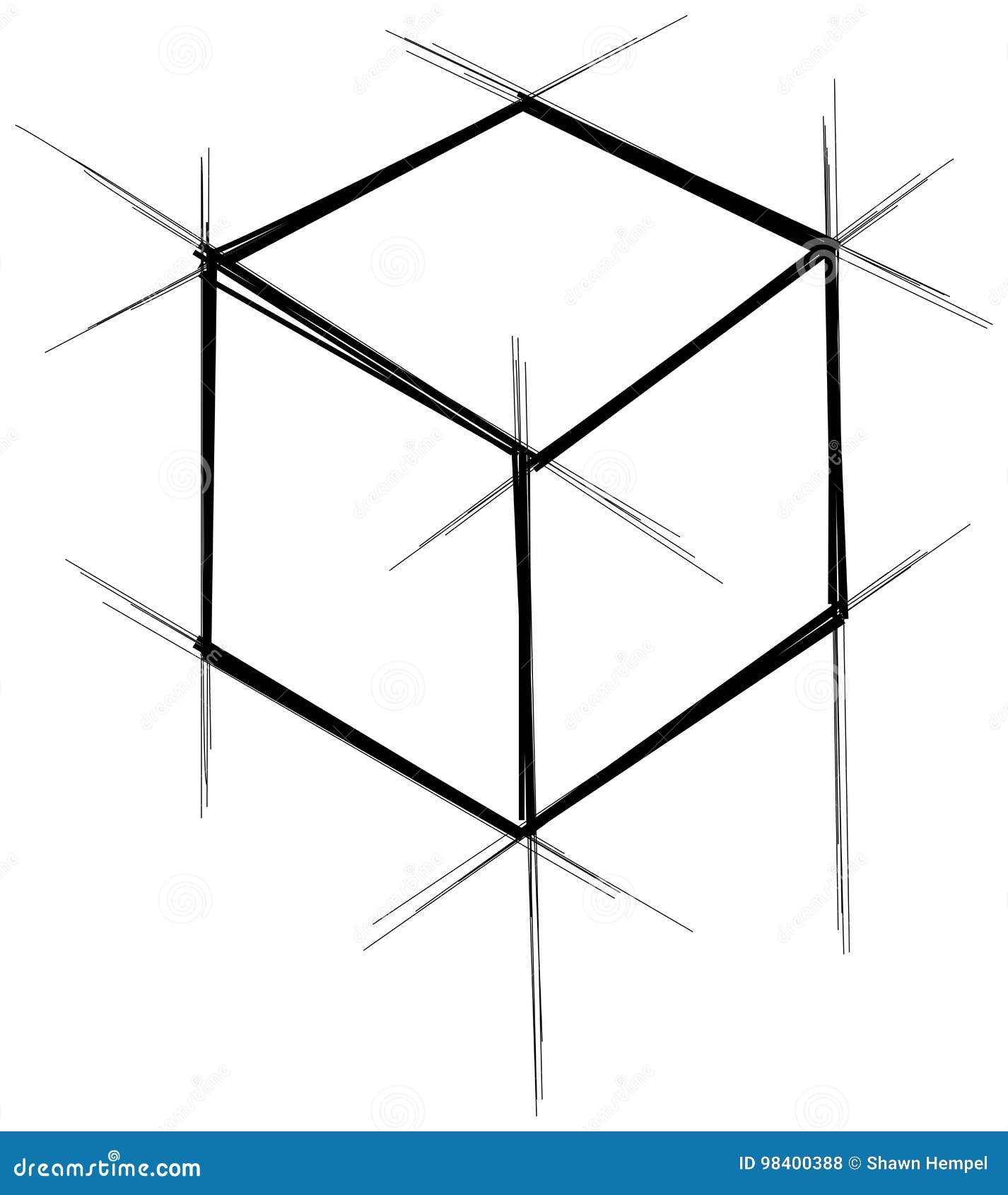 Abstract Hand Drawn Scribble Doodle Blueprint Box Stock Illustration ...