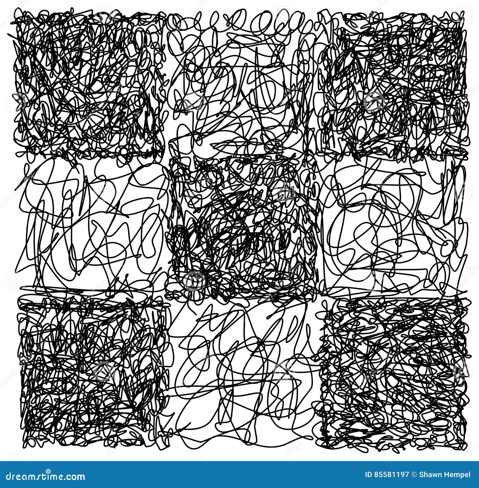 Abstract Hand Drawn Scribble Doodle Checkerboard Chaos Pattern Stock ...