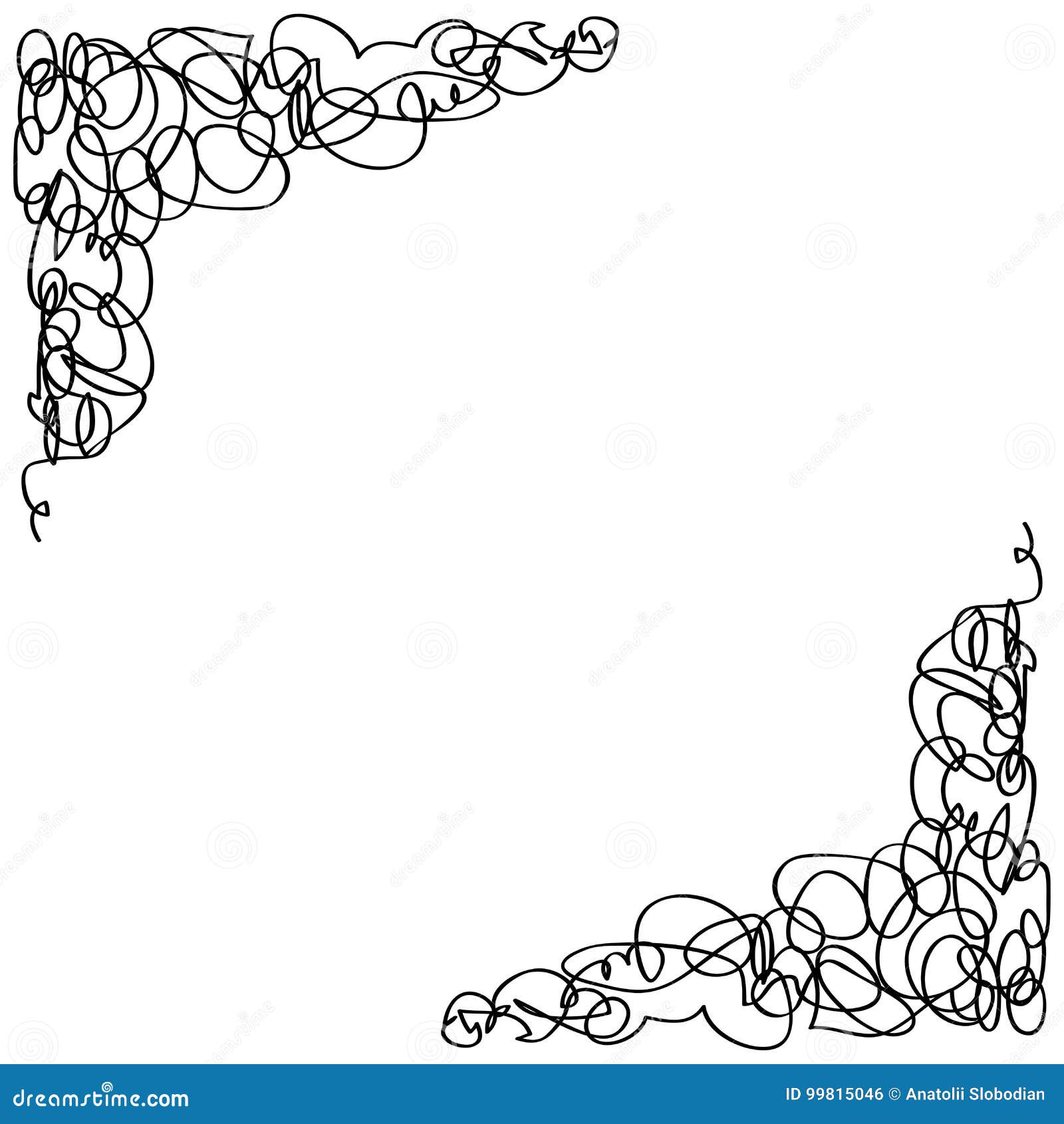Abstract Hand Drawn Scribble Doodle Corners Isolated on White ...