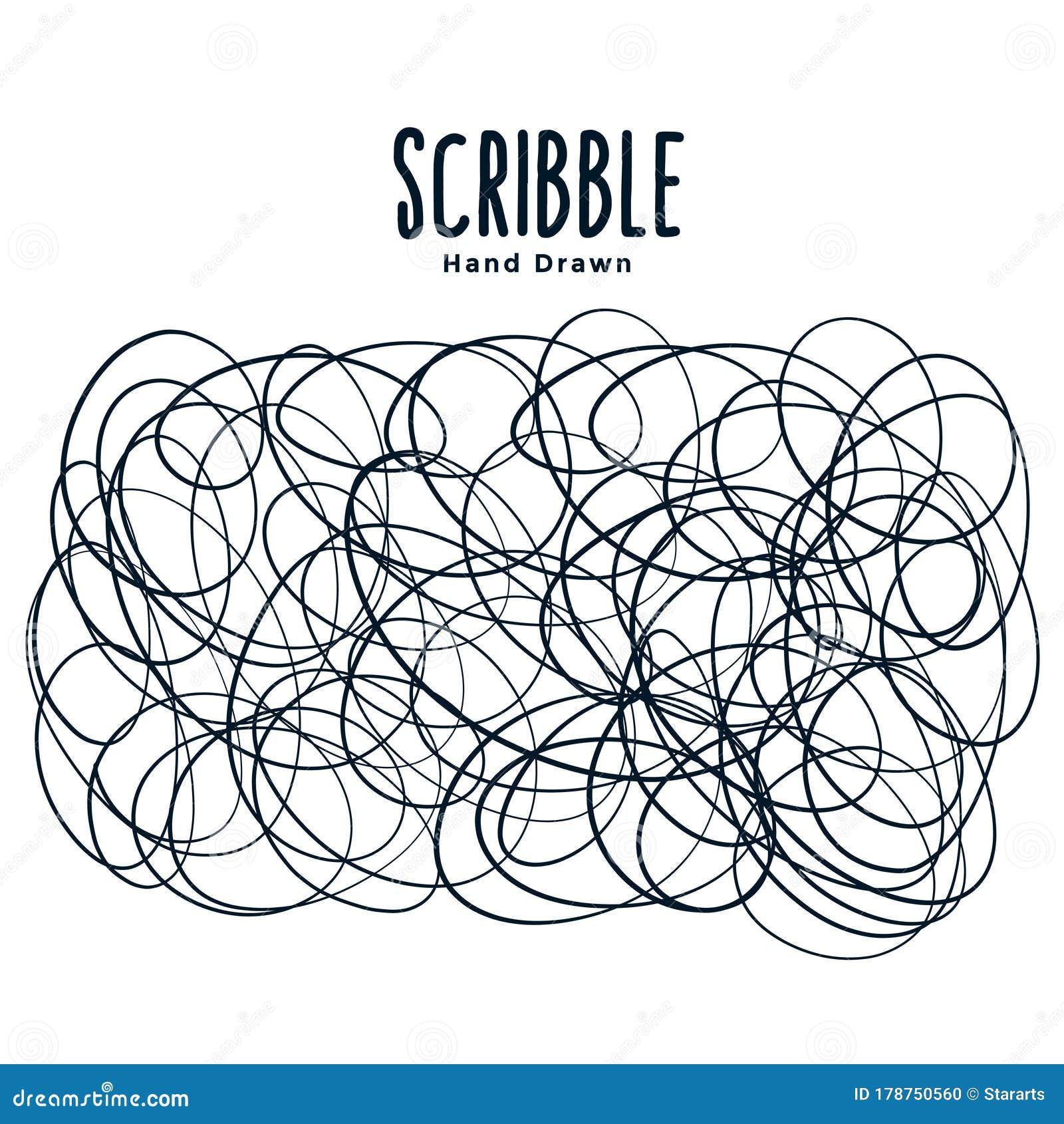 Abstract Hand Drawn Scribble Mess in Circular Shapes Stock Vector ...