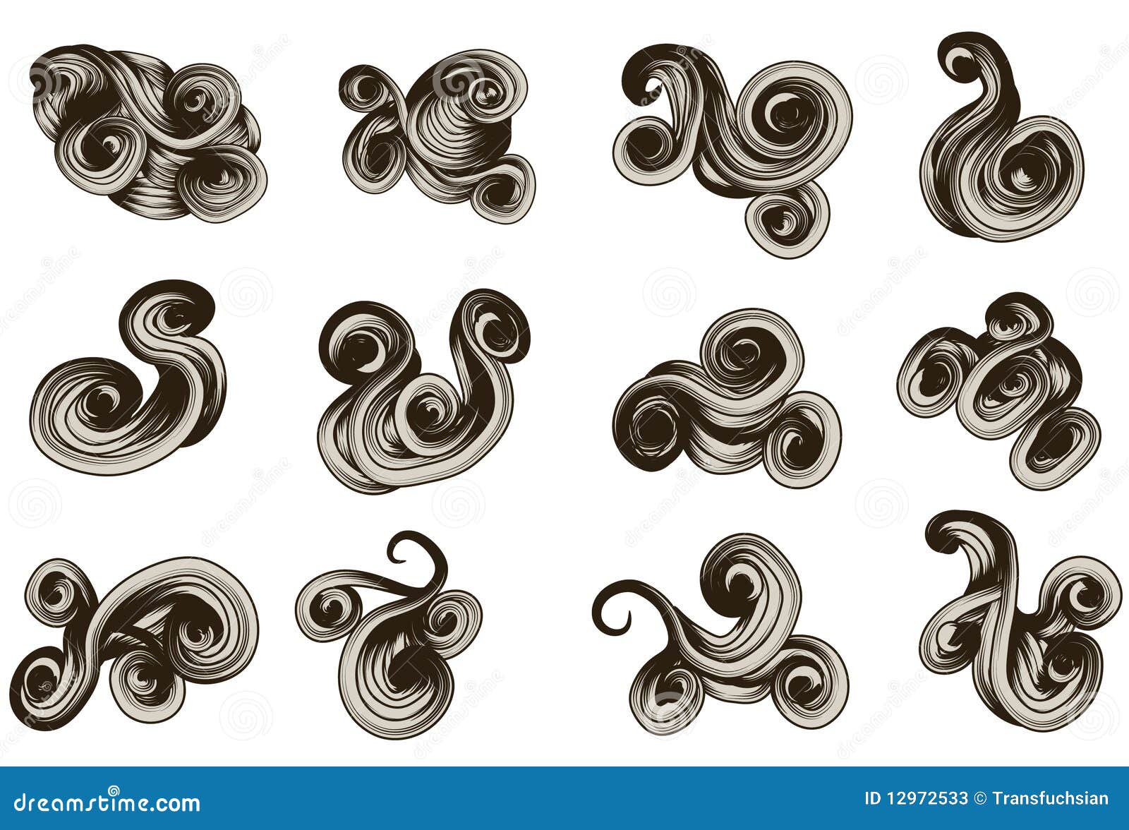 Abstract Hand Drawn Scroll Shapes Stock Vector - Illustration of ornate ...