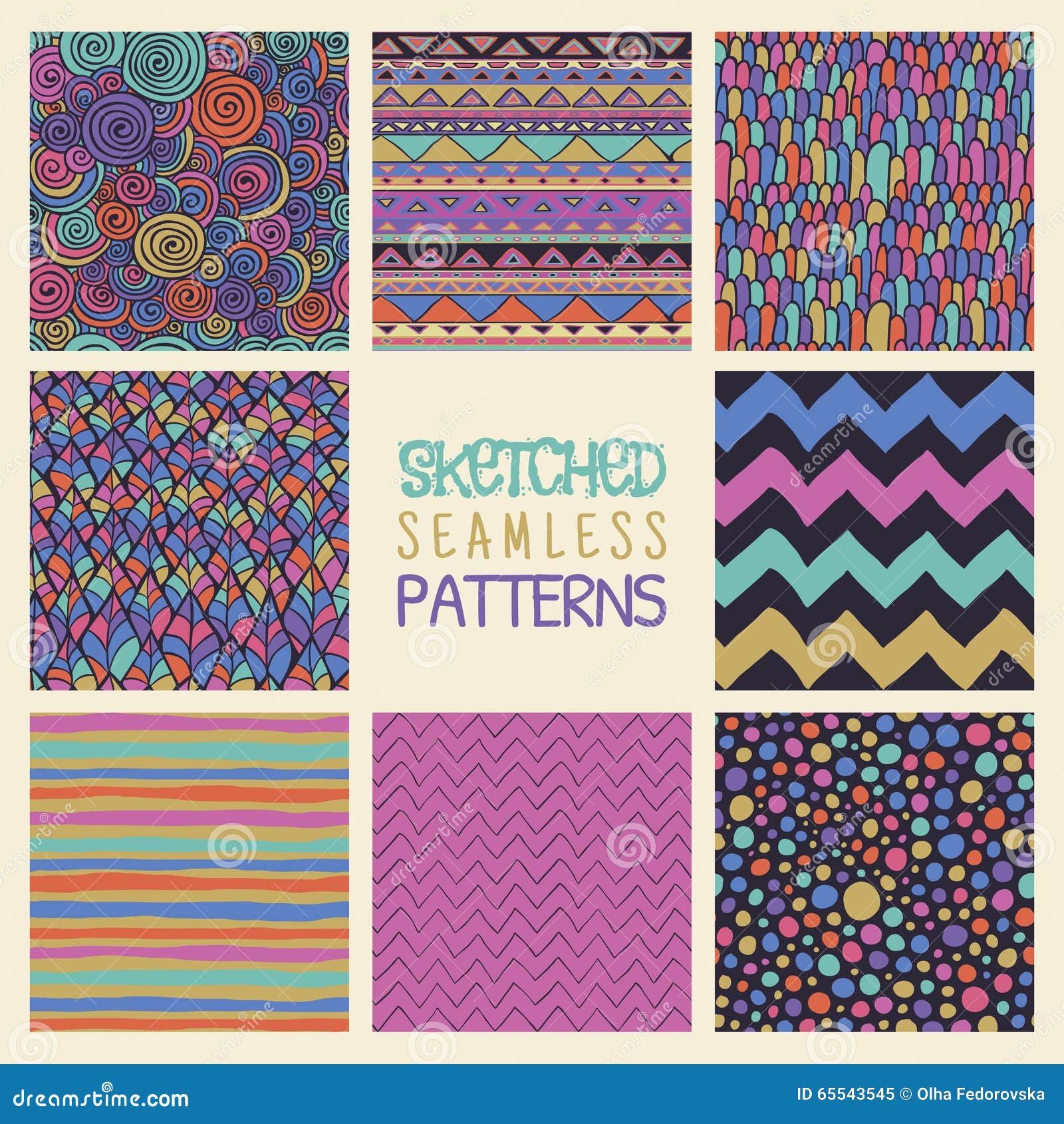 Abstract Hand Drawn Seamless Background Patterns Stock Vector ...