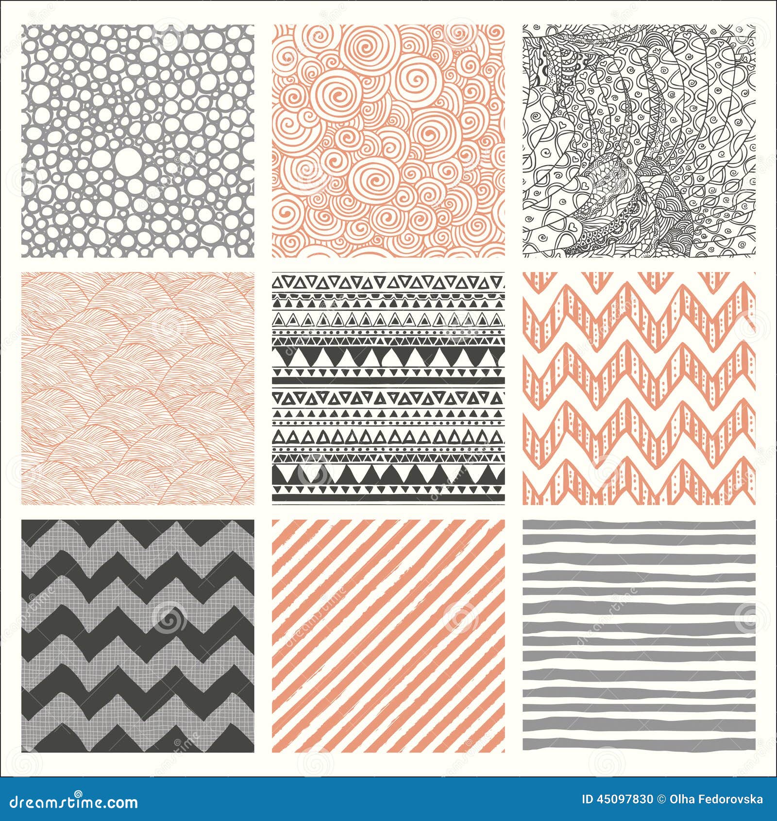 Abstract Hand Drawn Seamless Background Patterns Stock Vector ...