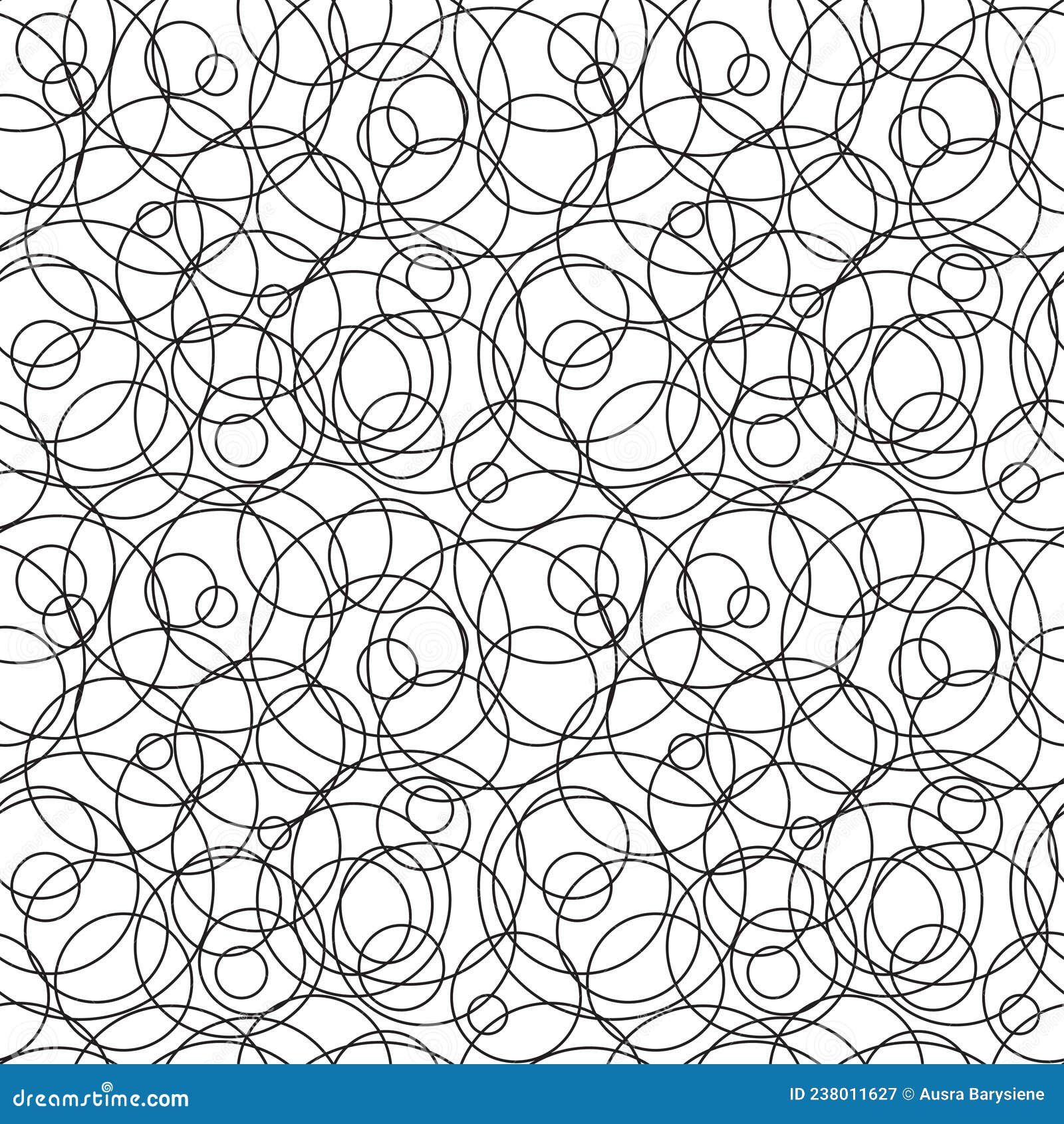 Abstract Hand Drawn Seamless Pattern, Black and White Messy Round Lines ...