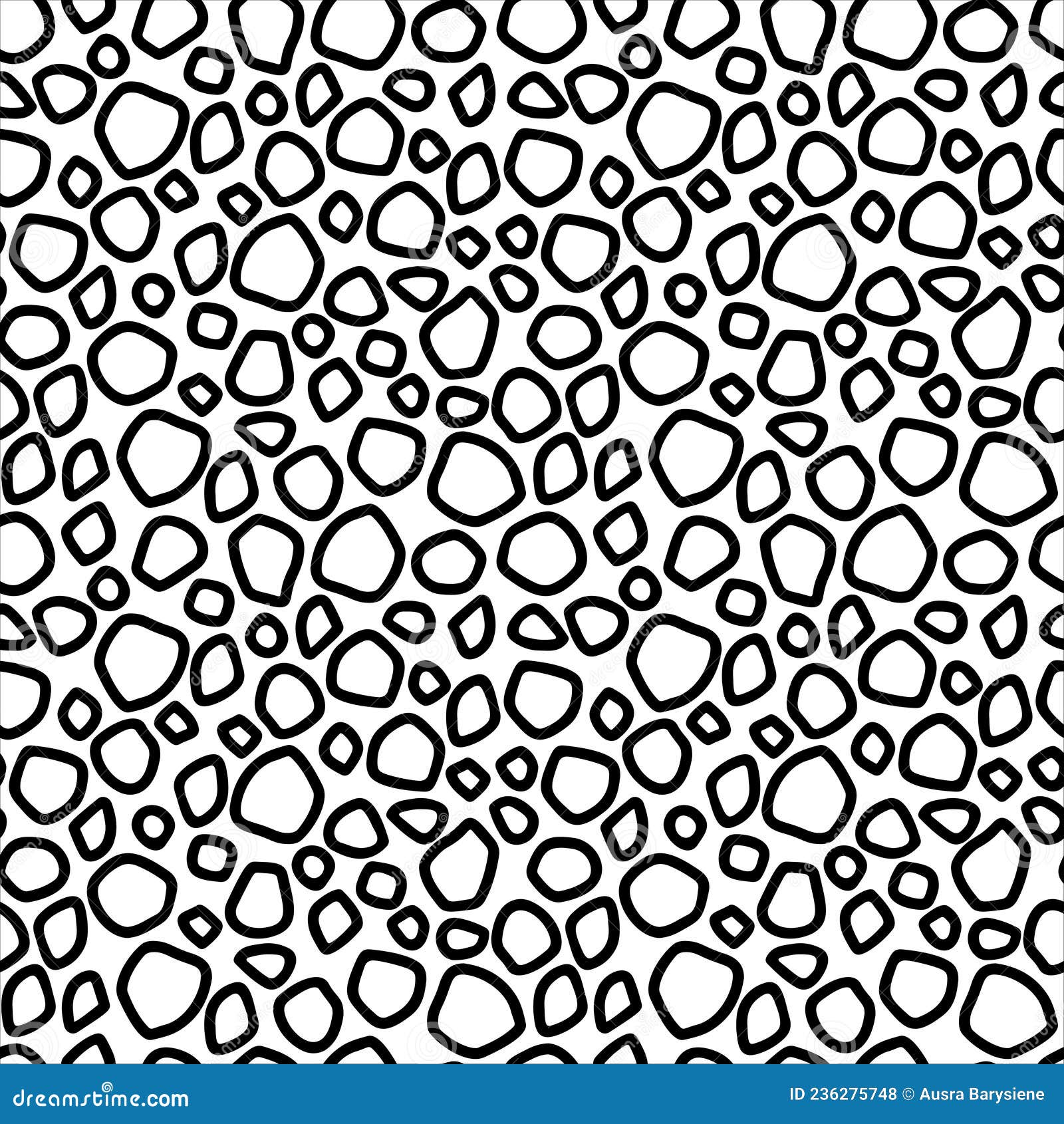 Abstract Hand Drawn Seamless Pattern, Black and White Shapeless Spots ...