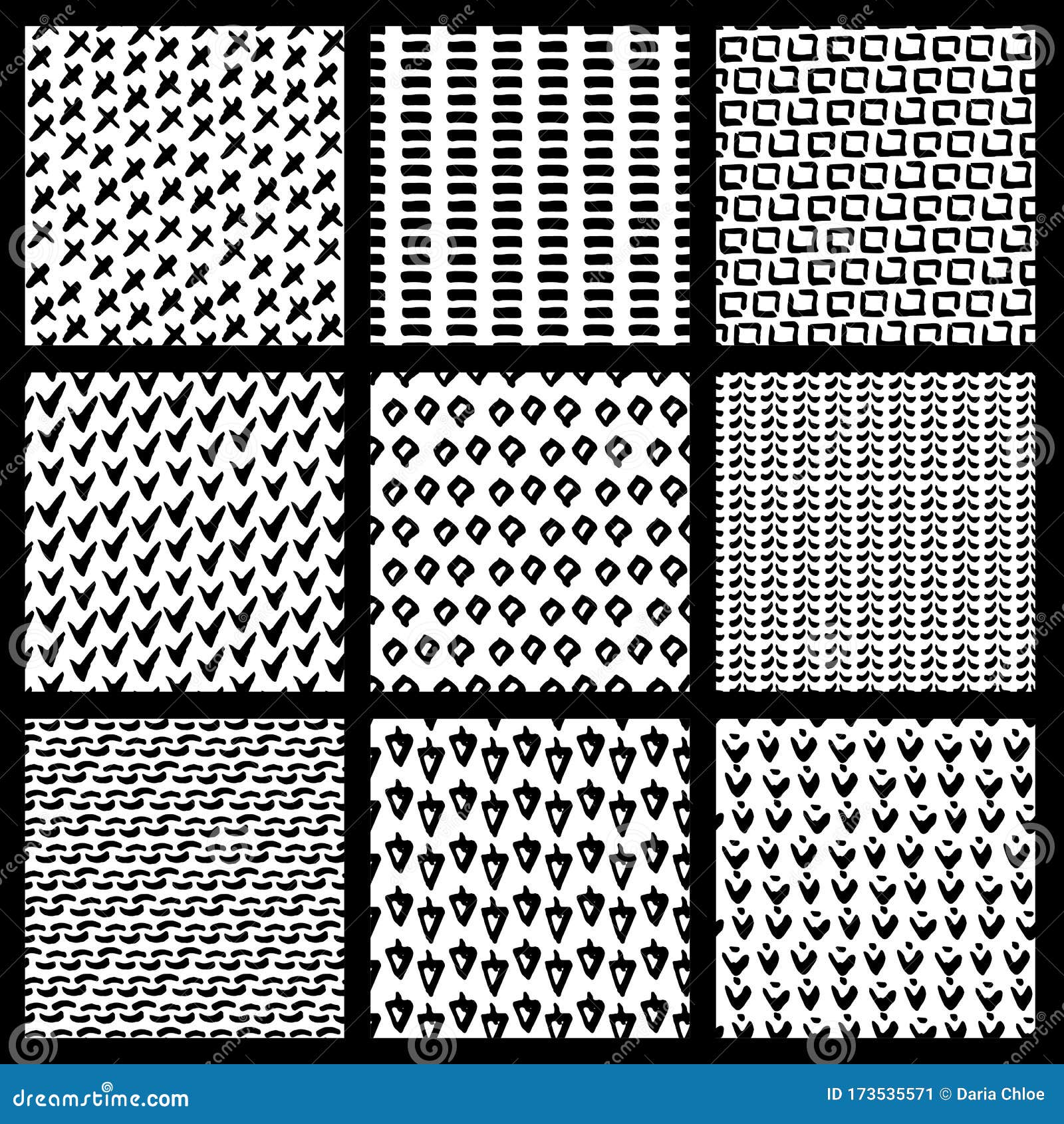 Abstract Hand Drawn Seamless Pattern. Ink Mark Stock Illustration ...