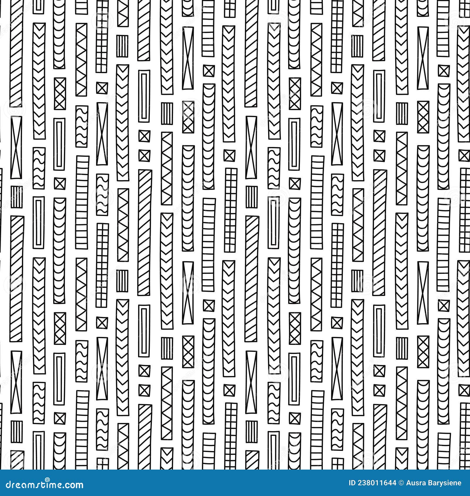 Abstract Hand Drawn Seamless Rectangle Pattern, Black and White Texture ...