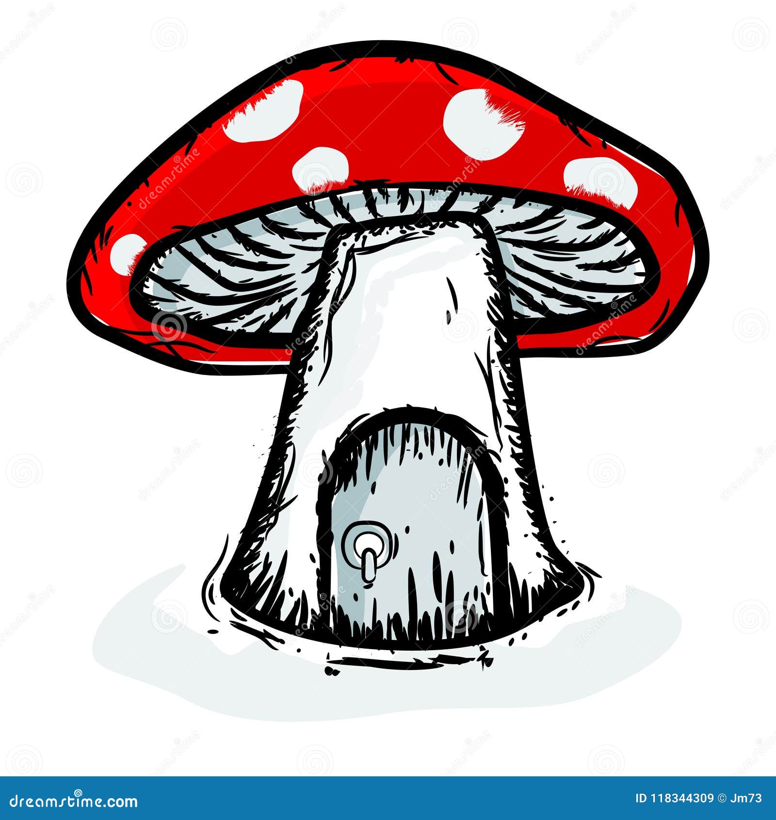 Abstract Hand-drawn Toadstool with Door Stock Vector - Illustration of ...