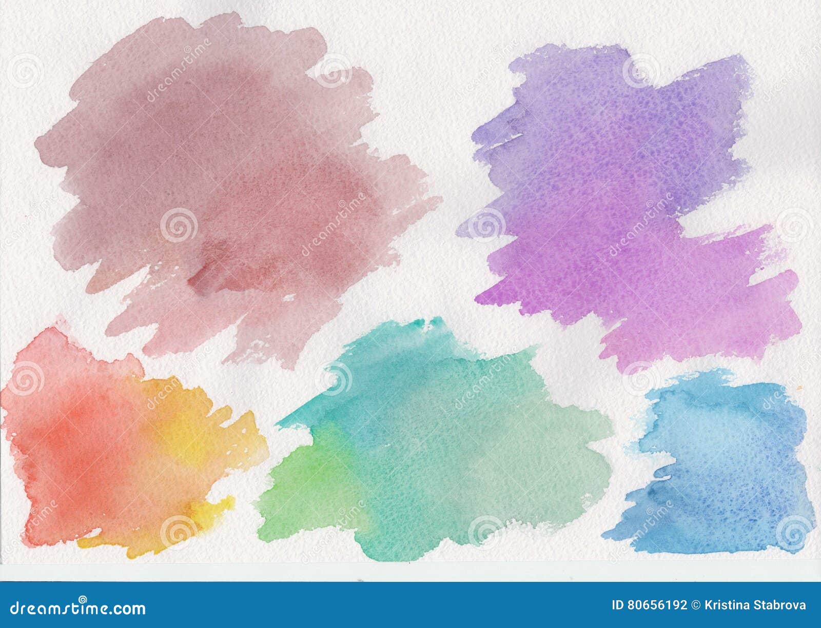 Abstract Hand Drawn Watercolor Blotches Set Stock Illustration ...