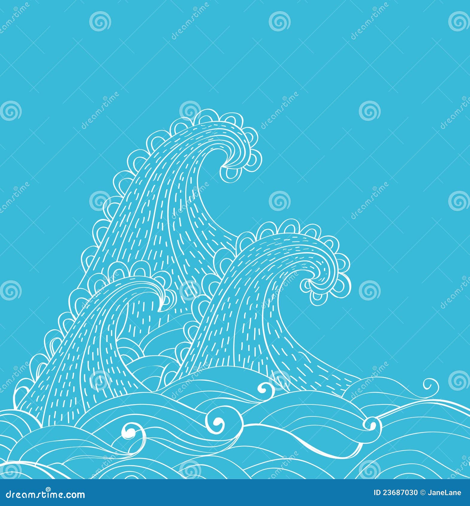Abstract Hand-drawn Waves Background Stock Vector - Illustration of ...