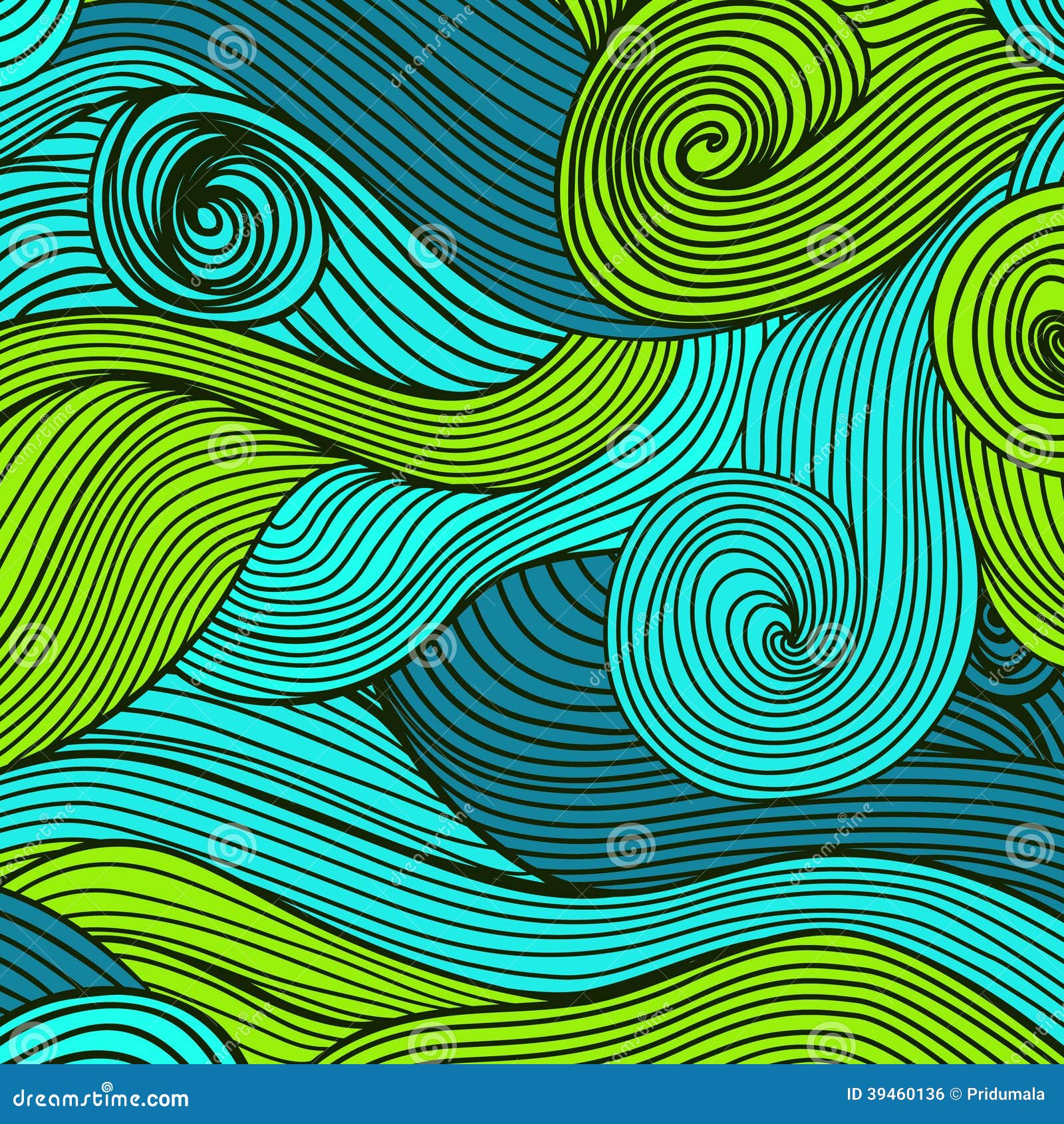 Abstract Hand-drawn Waves Texture, Wavy Background. Colorful Wa Stock ...