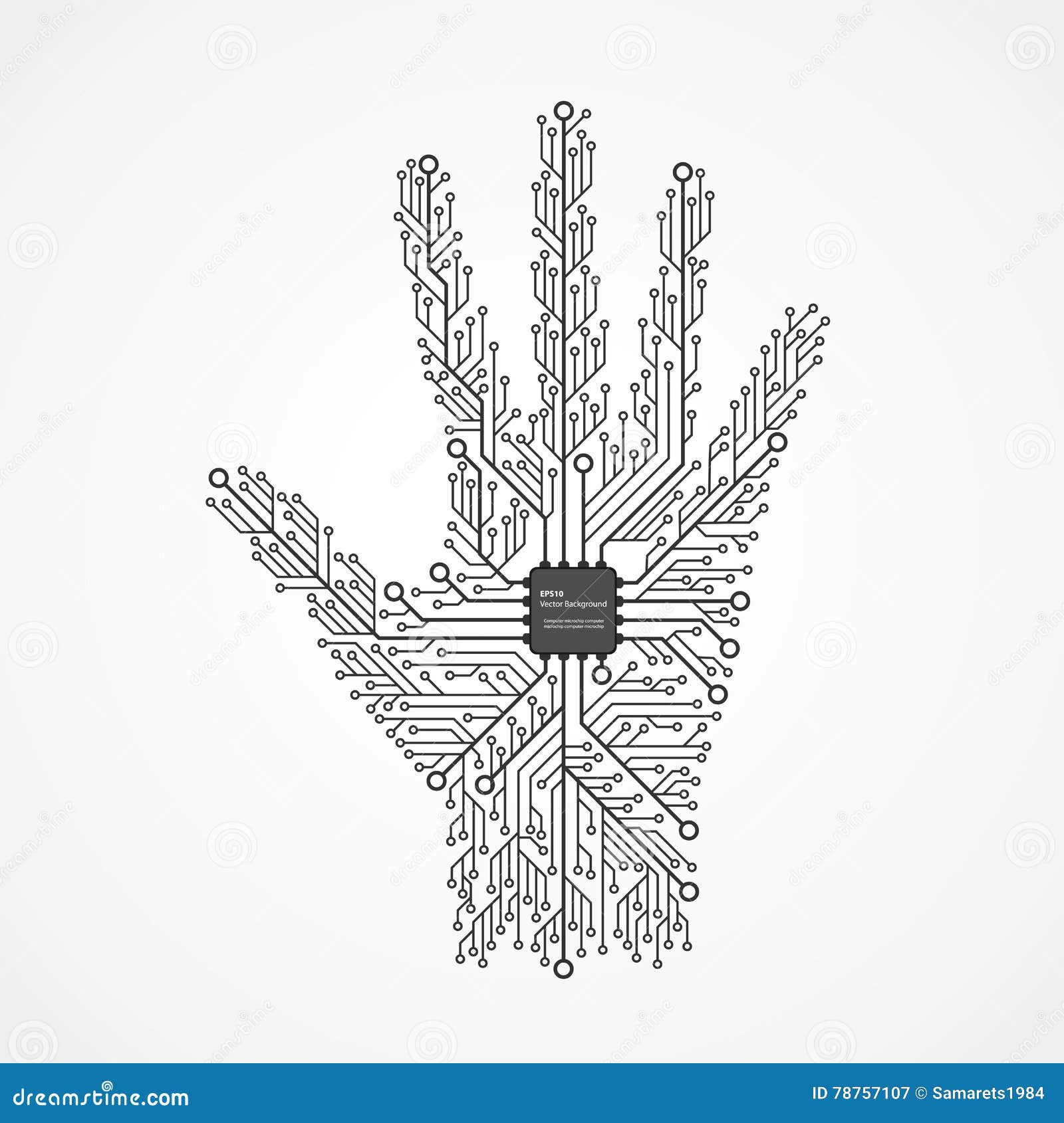 Abstract Hand in an Electronic Circuit Chip. Design Elements Stock ...