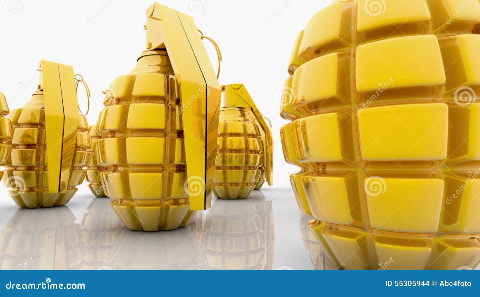 Abstract Hand Grenades in Gold Color Stock Footage - Video of grenade ...