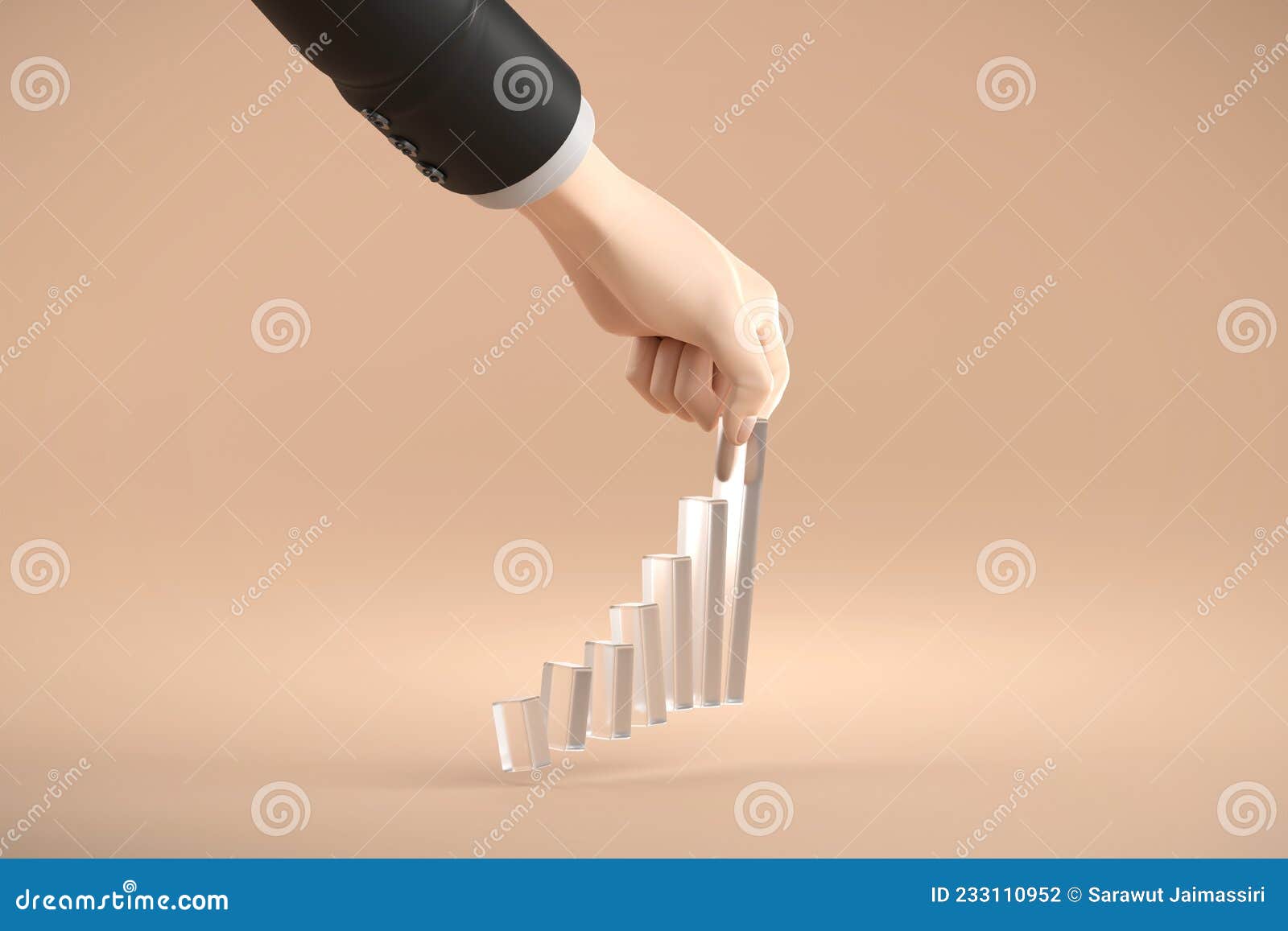 Abstract Hand and Growing Graph Concept Art 3D Rendering Stock ...