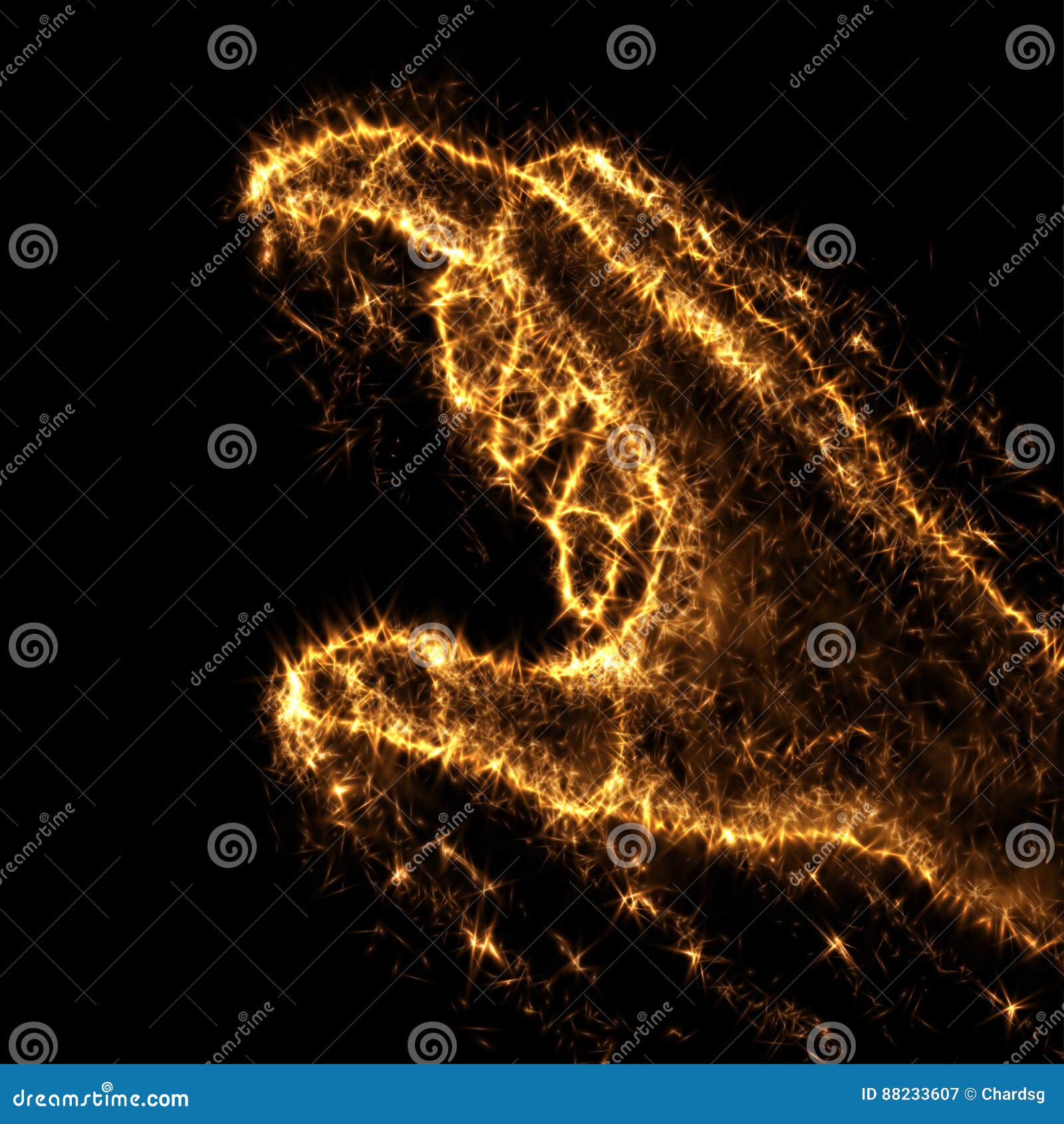 Abstract Hand from Light Particles, 3D Arm. Vector Illustration. Stock ...