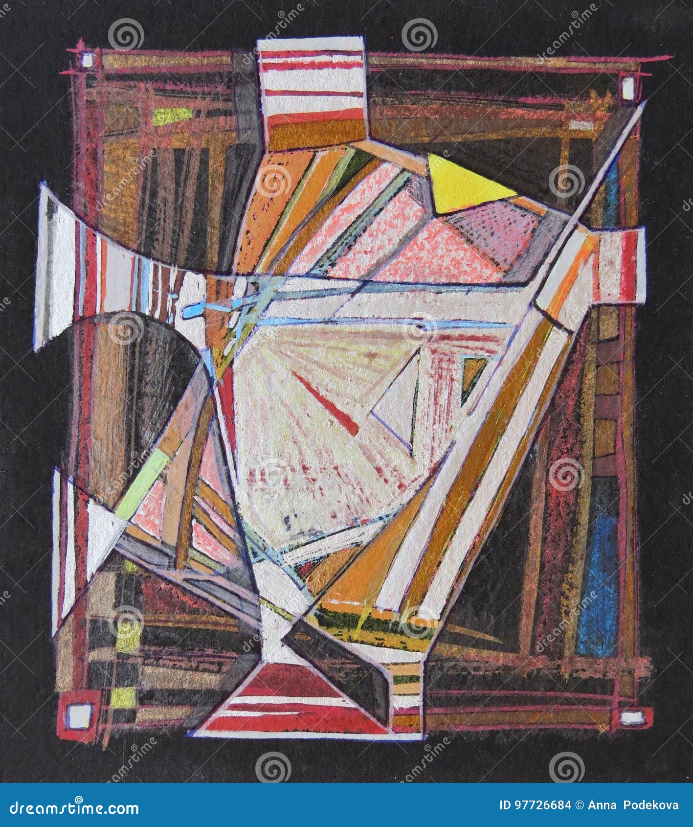 Abstract Hand Made Drawing Representing Stretched on a Frame Mater ...