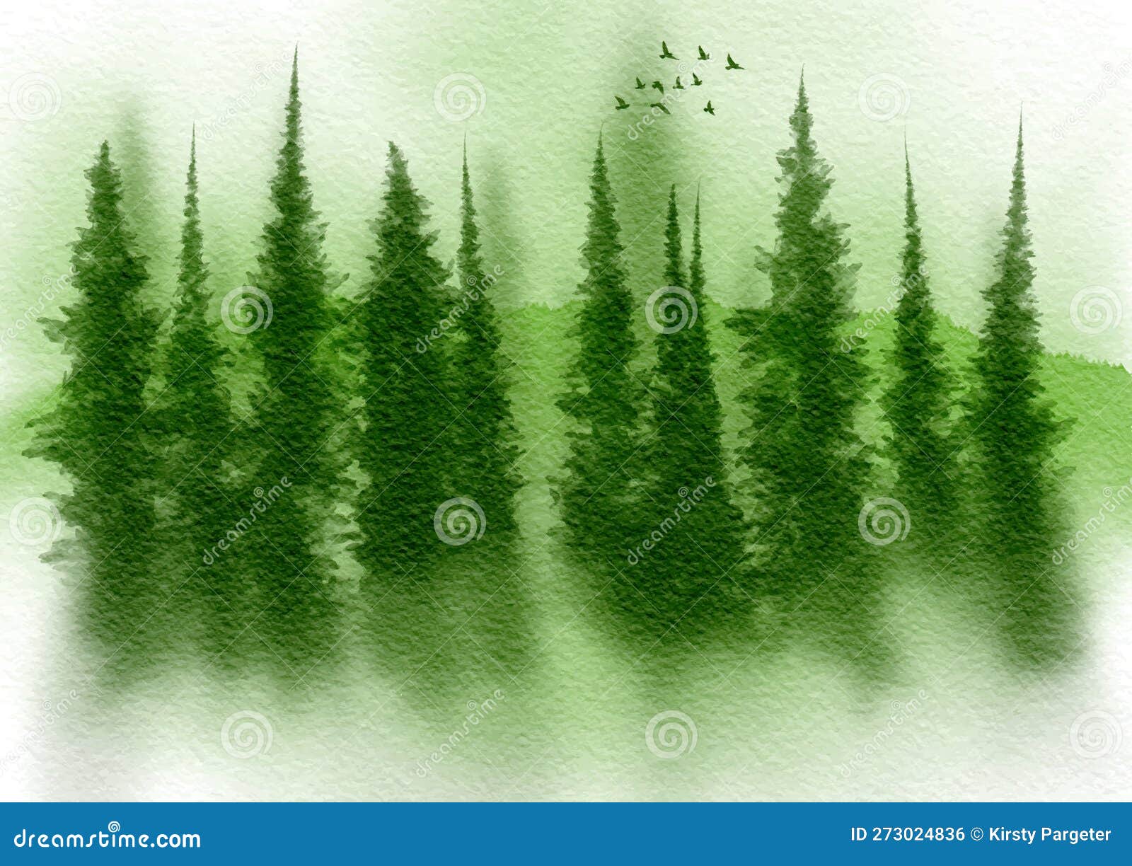 Abstract Hand Painted Watercolour Tree Landscape Stock Vector ...