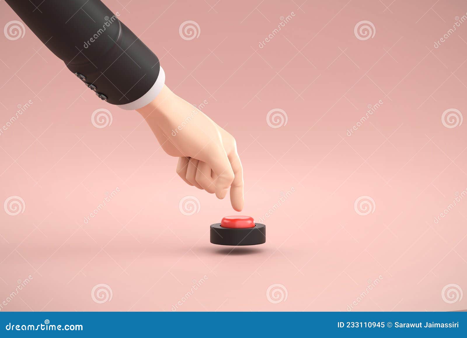 Abstract Hand Pushing the Button Concept Art 3D Rendering Stock ...