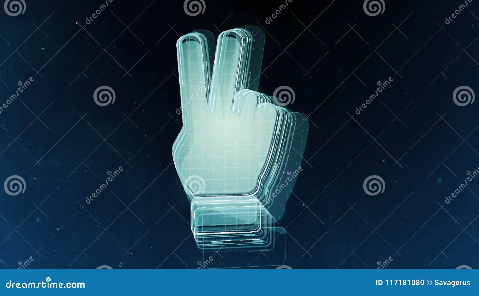 Abstract Hand Sign with Blue Background. 3D Rendering Stock ...