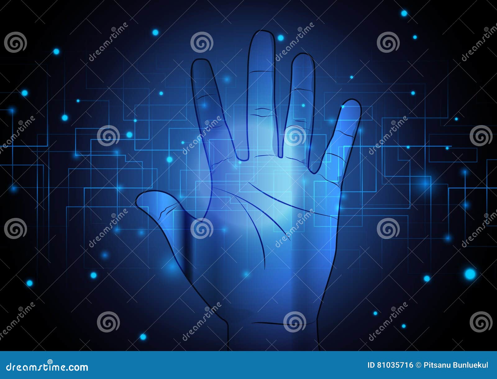 Abstract Hand with Technology Background Concept Design Stock Vector ...