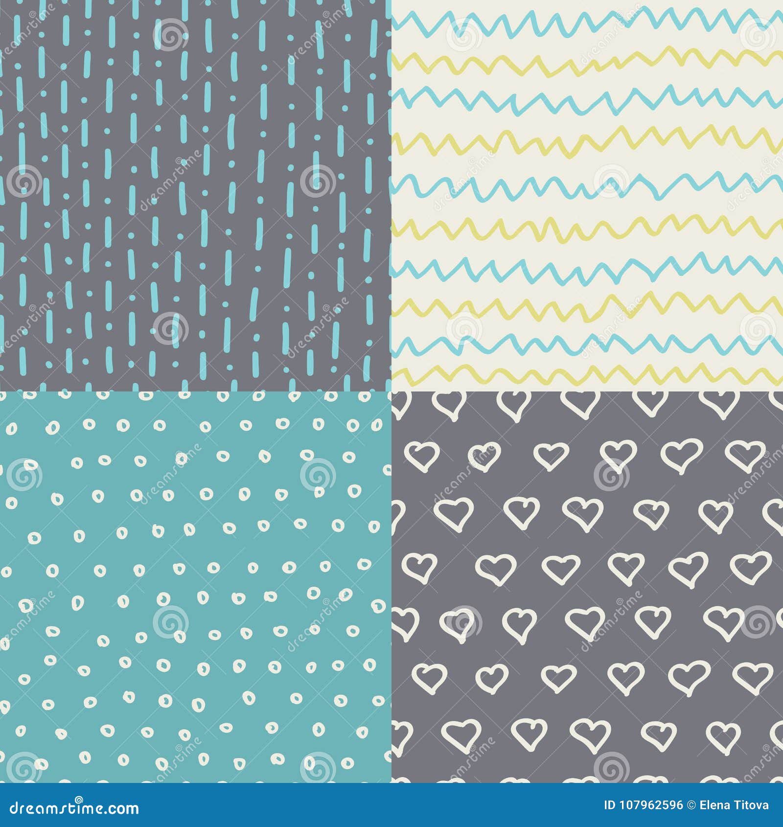 Abstract Handdrawn Seamless Patterns Set. Simple Texture for Backround ...