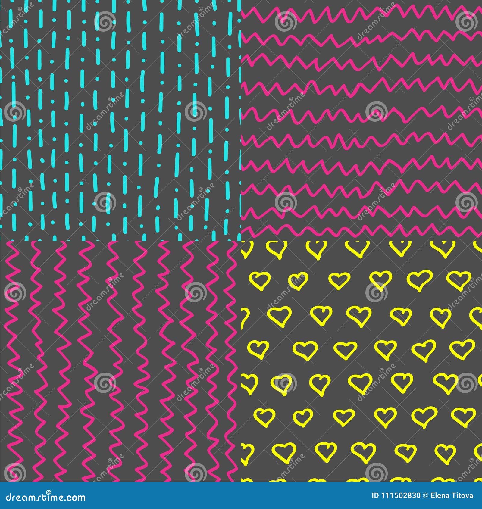 Abstract Handdrawn Seamless Patterns Set. Simple Texture for Backround ...