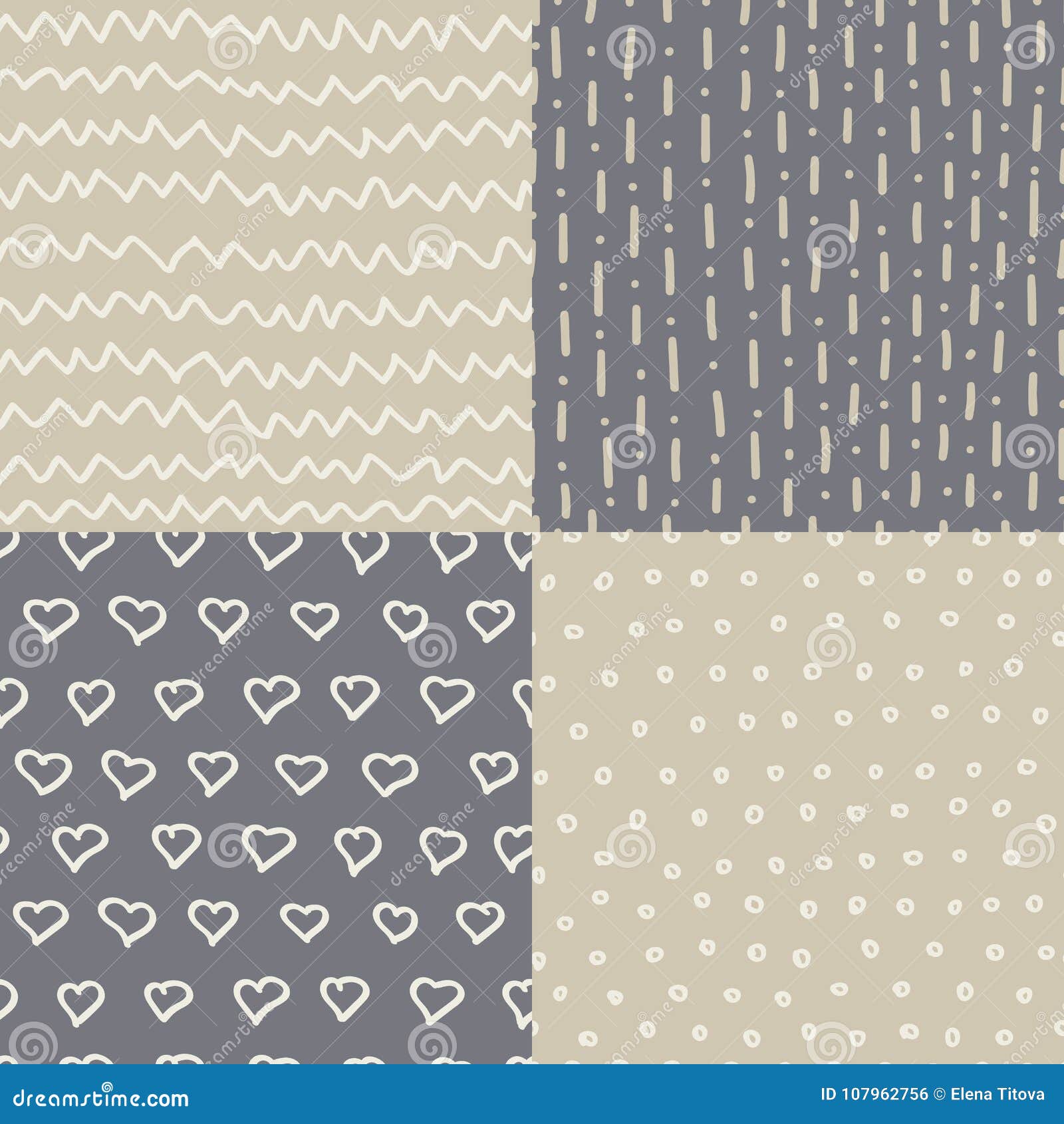 Abstract Handdrawn Seamless Patterns Set. Simple Texture for Backround ...
