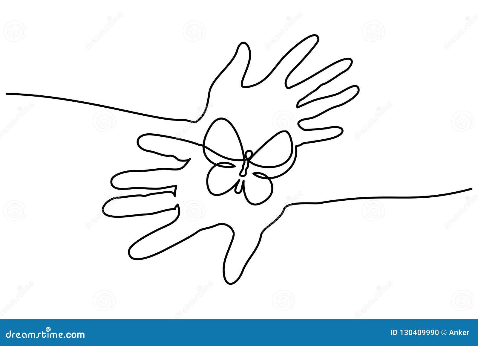 Abstract Hands Hold Butterfly Continuous One Line Stock Vector ...