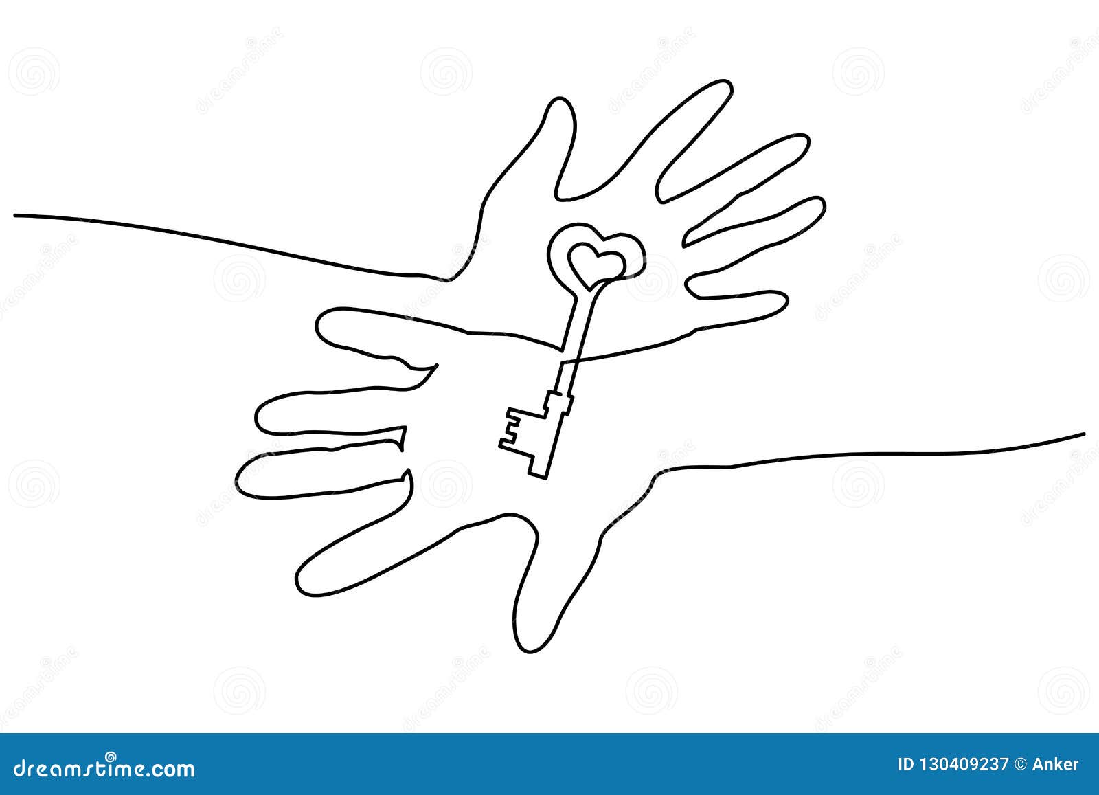 Abstract Hands Holding Key Continuous One Line Stock Vector ...