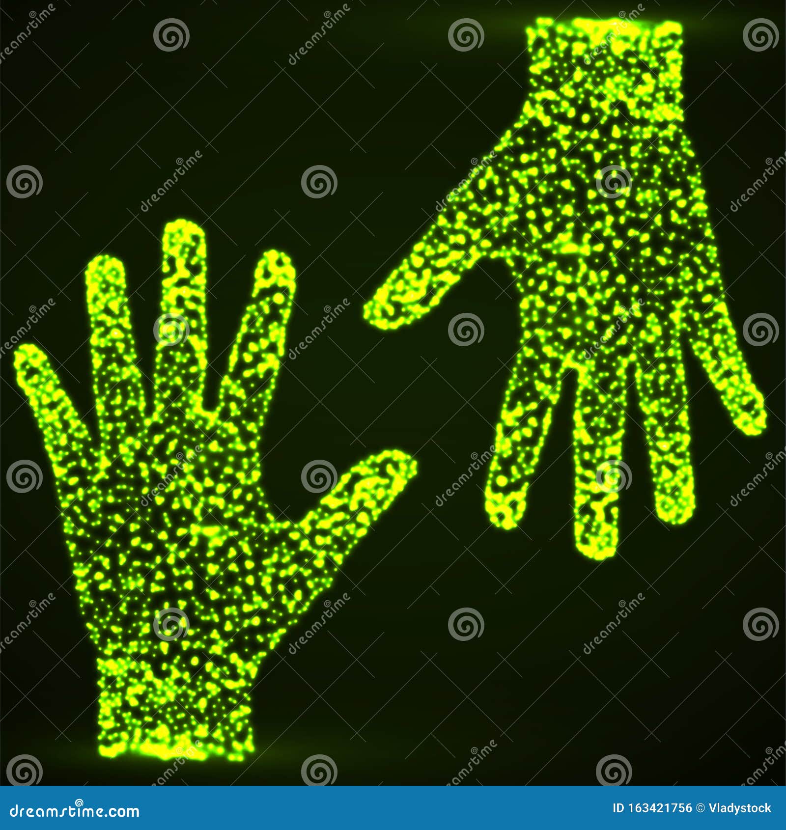 Abstract Hands with Luminous Particles Stock Vector - Illustration of ...