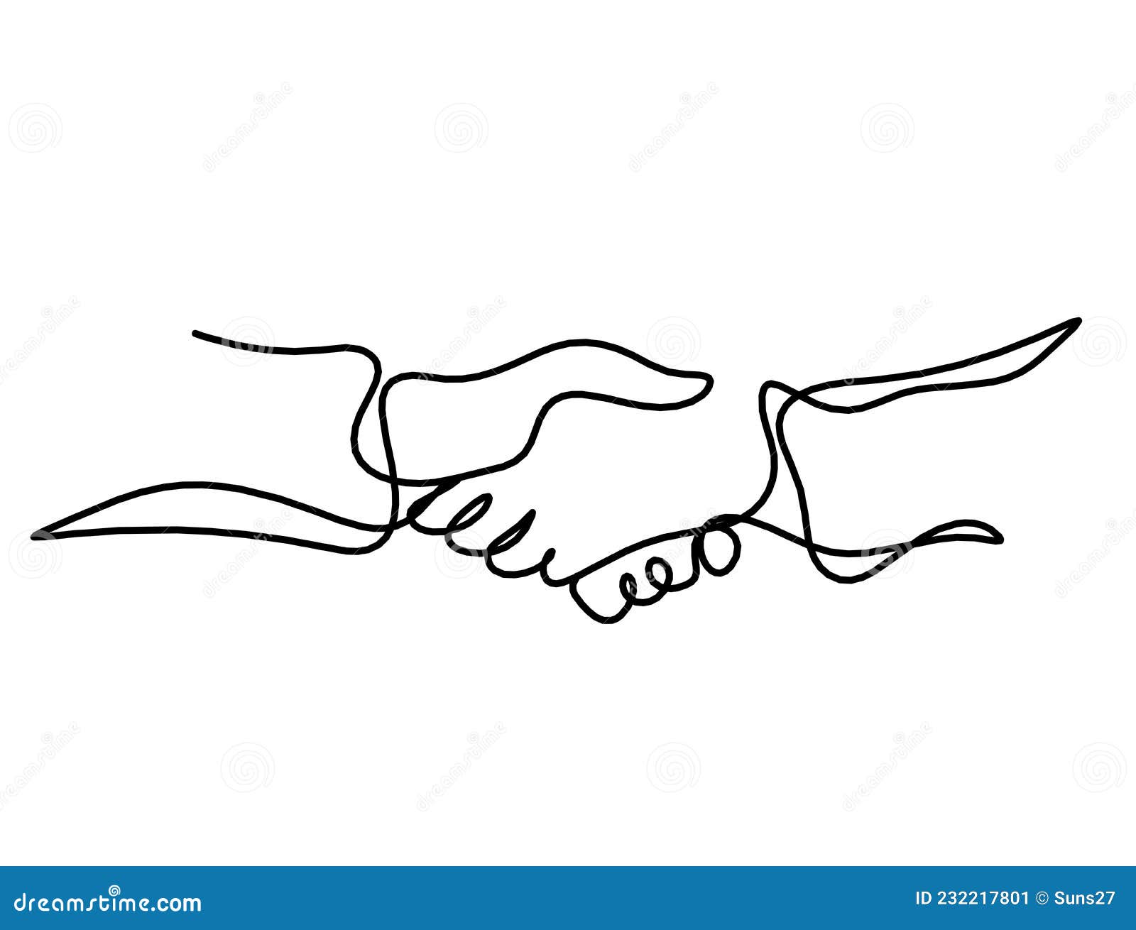 Abstract Handshake As Line Drawing Stock Vector - Illustration of ...