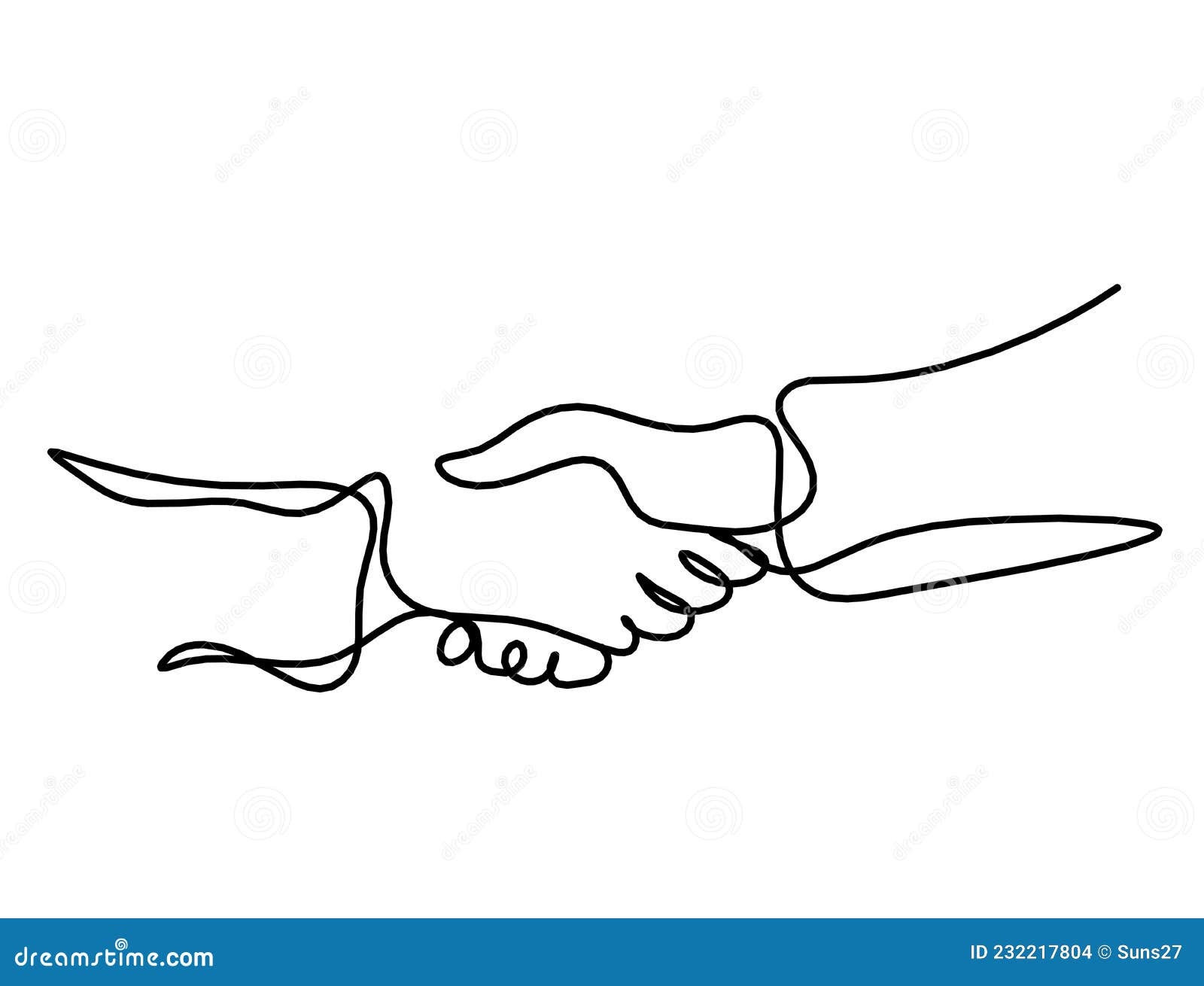 Abstract Handshake As Line Drawing Stock Vector - Illustration of ...