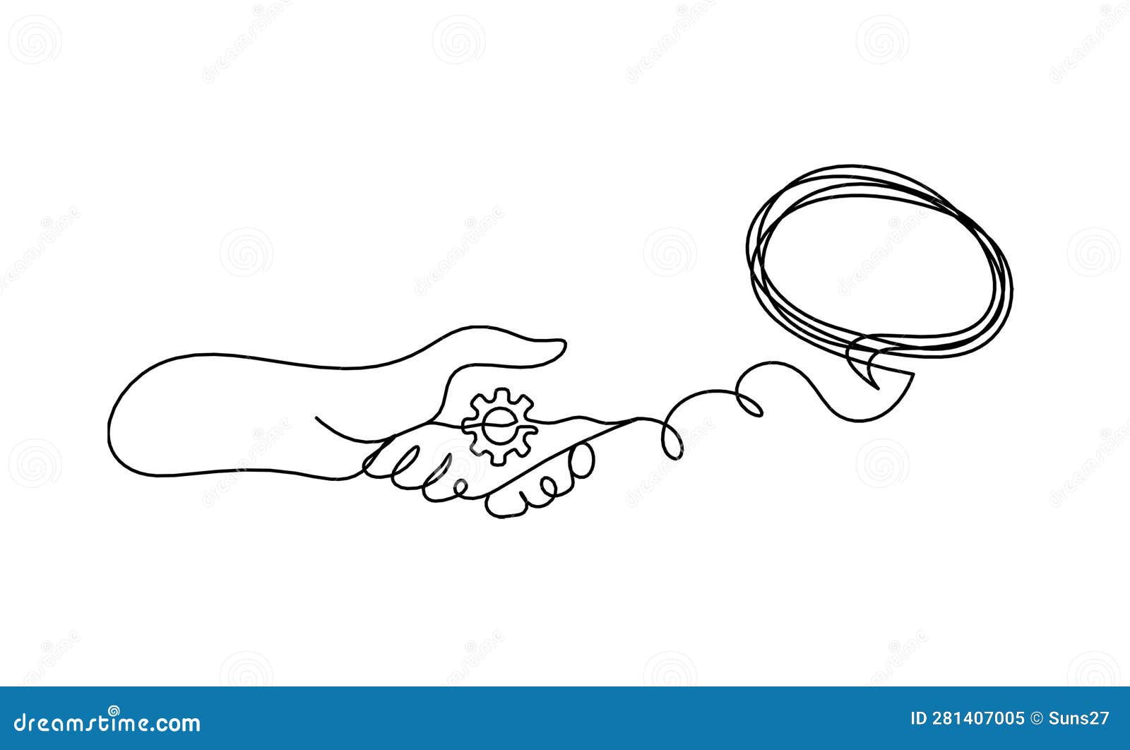 Abstract Handshake and Comment As Line Drawing on White Stock ...