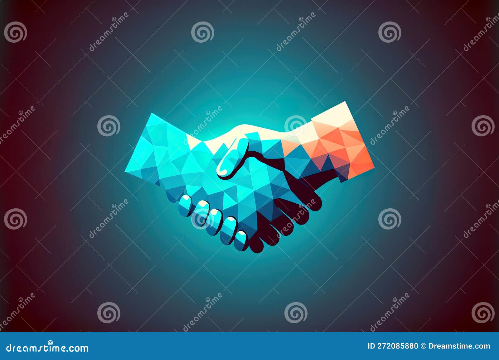 Abstract Handshake Isolated on Blue Background. Generative AI Stock ...