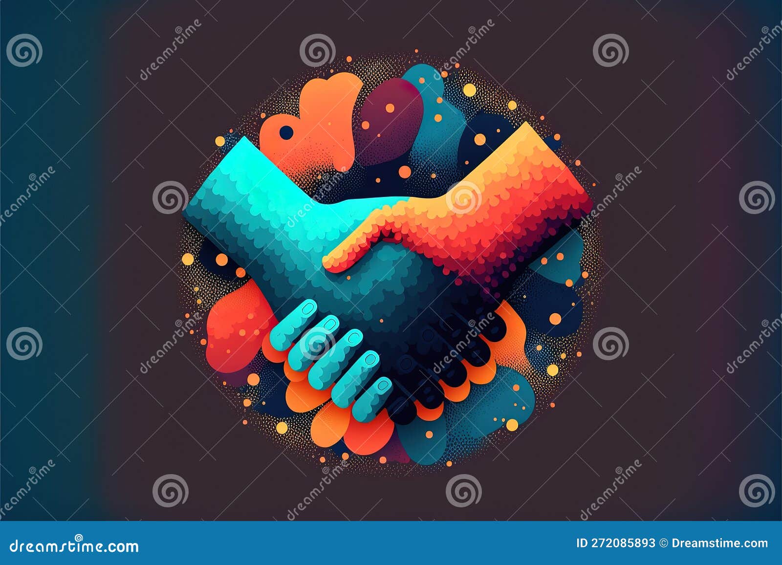 Abstract Handshake Isolated on Blue Background. Generative AI Stock ...