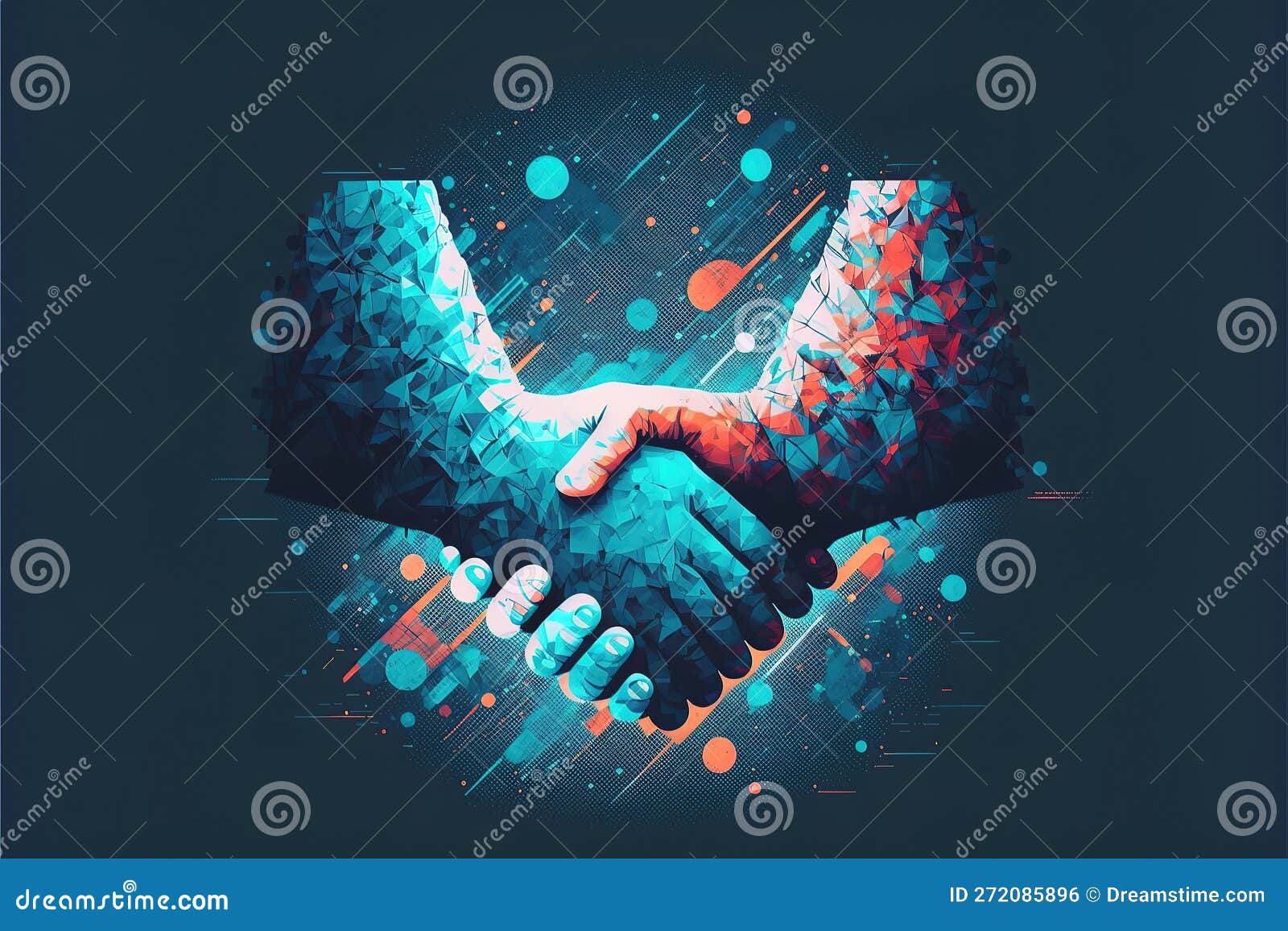 Abstract Handshake Isolated on Blue Background. Generative AI Stock ...
