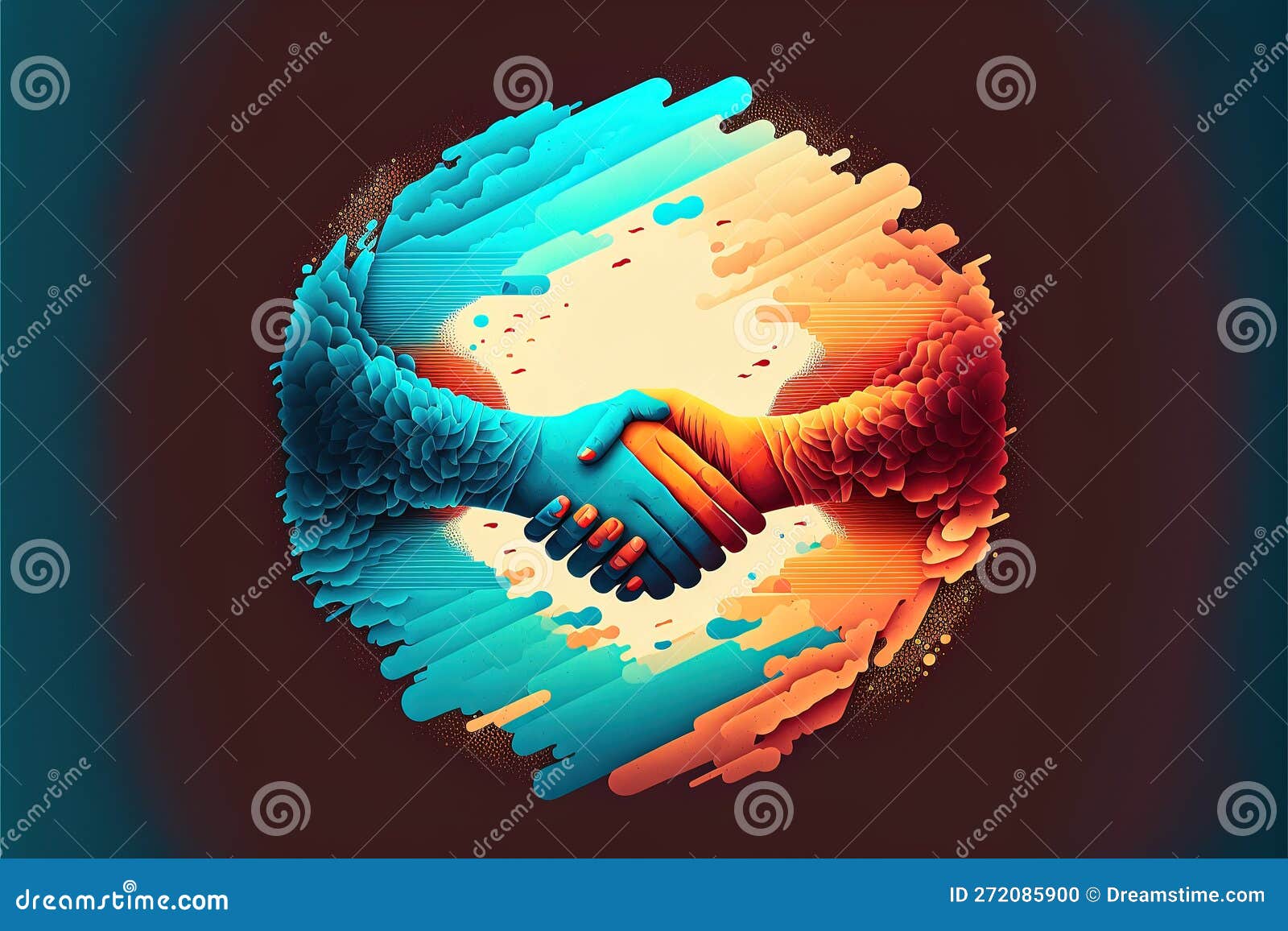 Abstract Handshake Isolated on Blue Background. Generative AI Stock ...