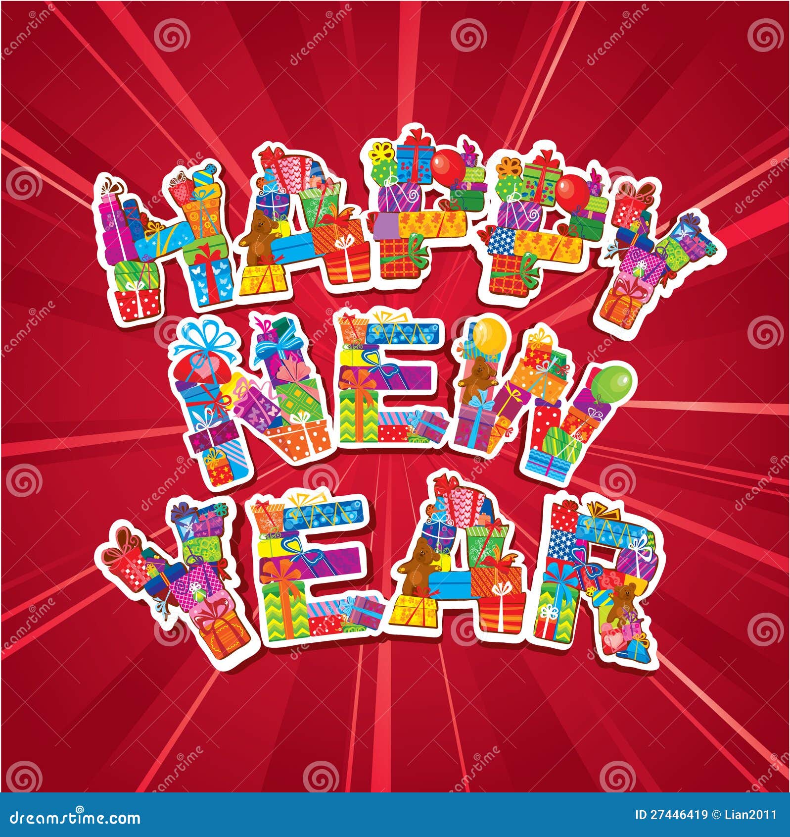 Abstract Happy New Year Red Background Stock Vector Illustration Of
