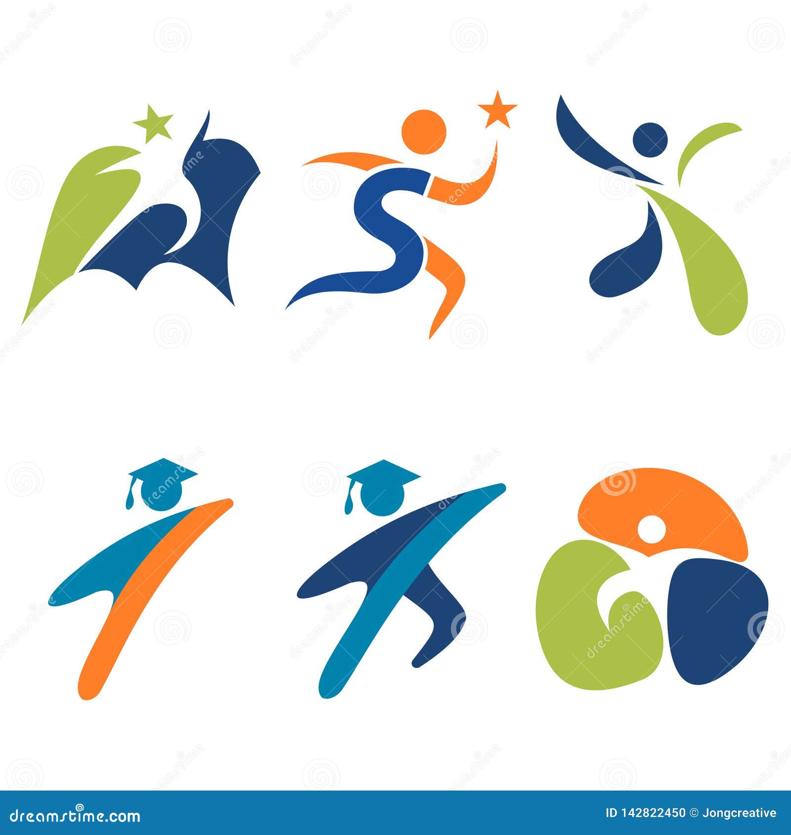 Abstract Happy People Education Symbol Icon Set Stock Vector ...