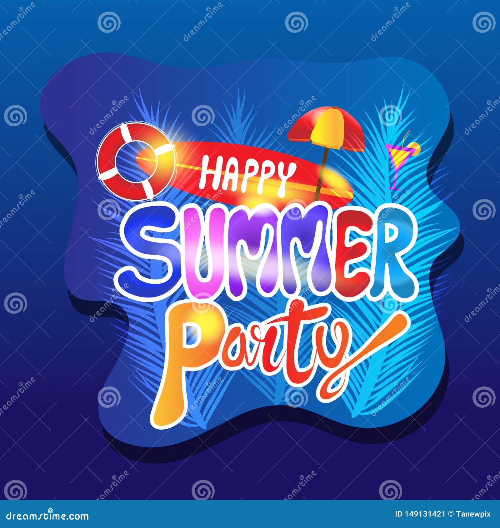 Abstract Happy Summer Party Card Background Vector Stock Vector ...
