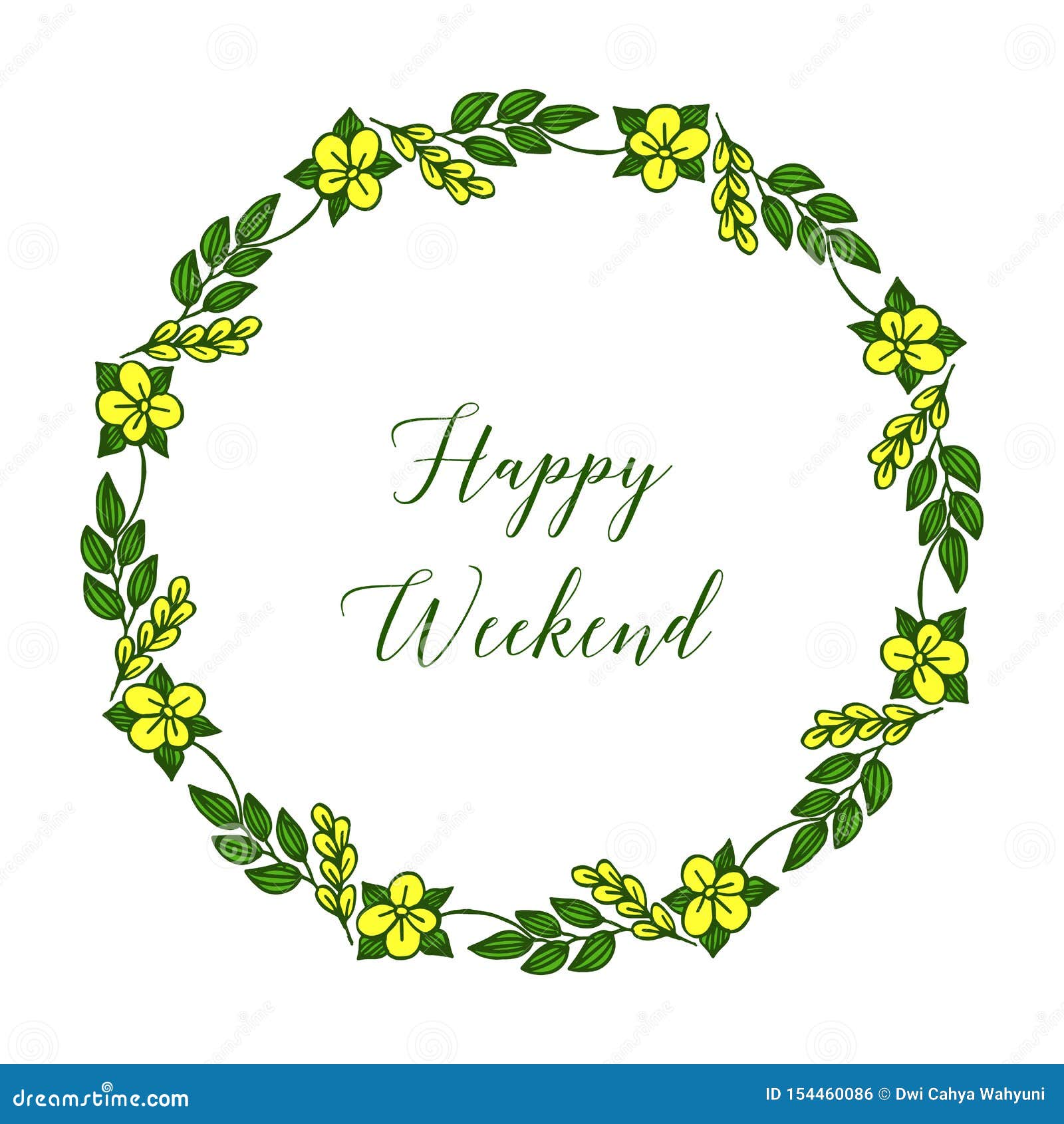 Abstract Happy Weekend with Artwork of Yellow Floral Frame. Vector ...