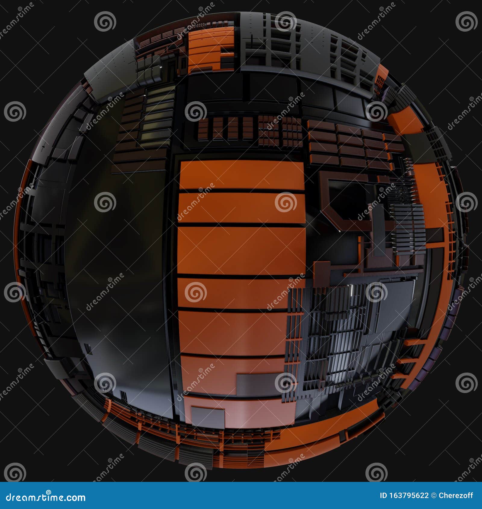 Abstract Hardsurface Sci-Fi Technology Sphere Stock Photo - Image of ...