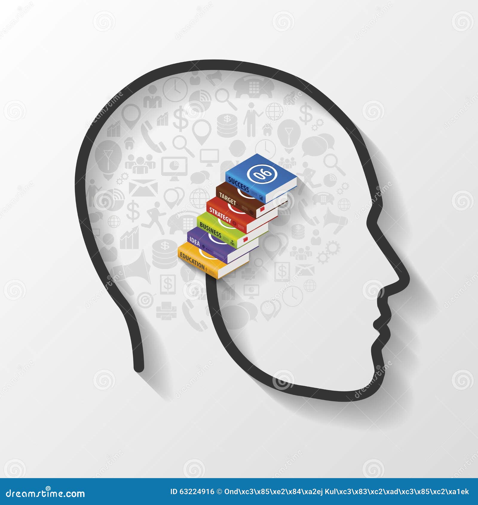 Abstract Head with Books and Icons. Infographics Stock Vector ...